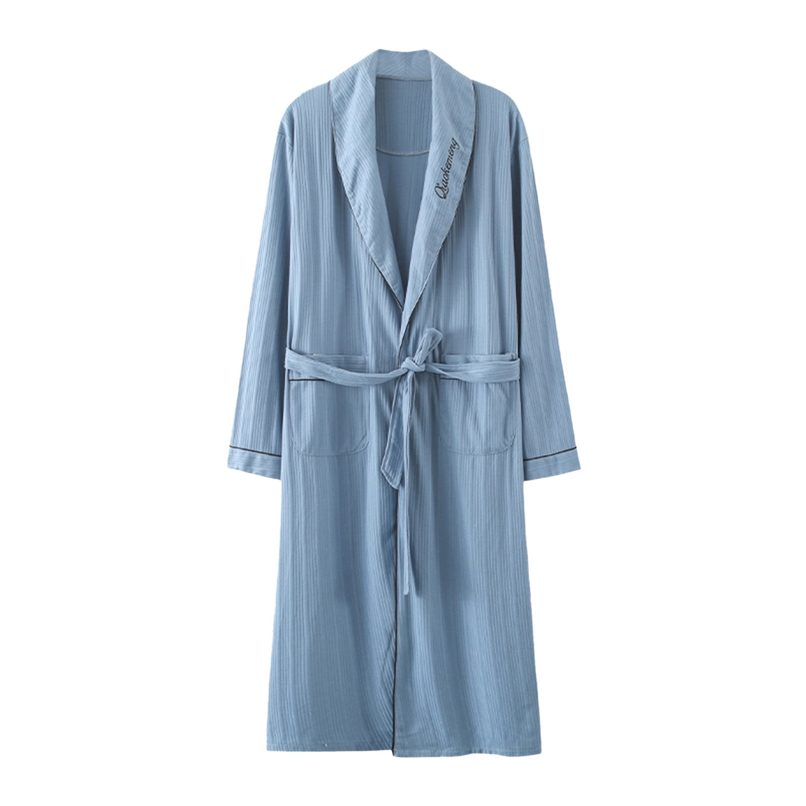 VNKIDY Men's Loungewear Solid Color Long Sleeve V Neck Robes With ...