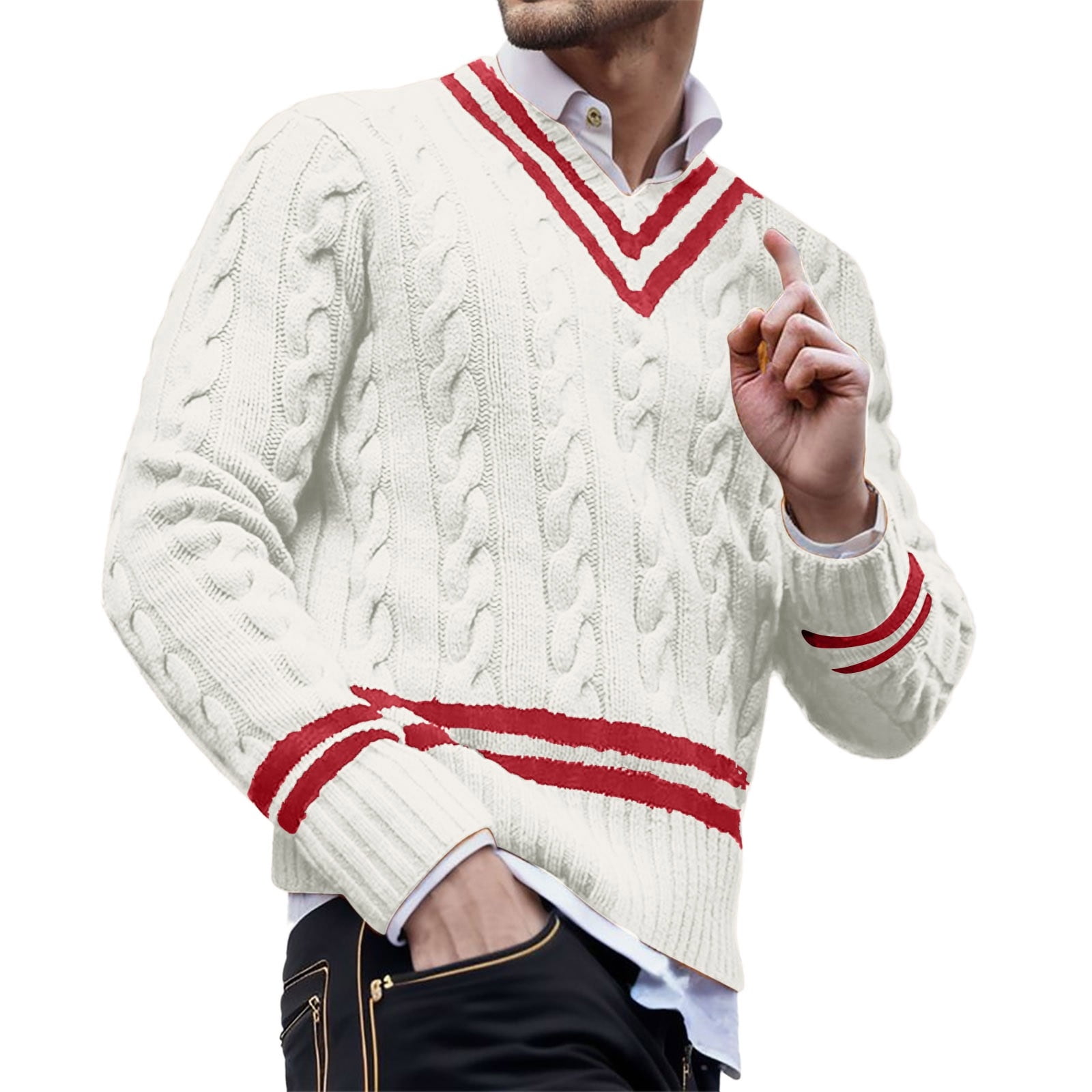 VNKIDY Men's Sweater Coat Autumn Winter Slim Fit Cable Knit Sweater ...