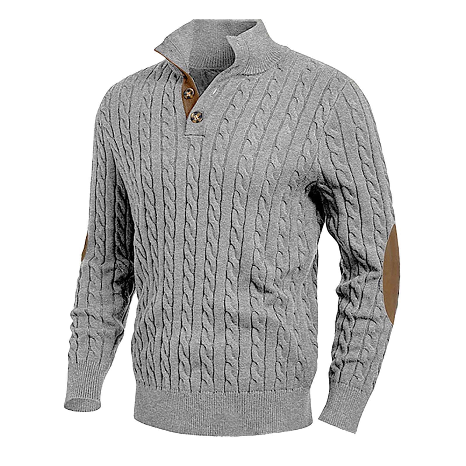 VNKIDY Men's Sweater Coat Autumn Winter Slim Fit Solid Color Cable Knit ...