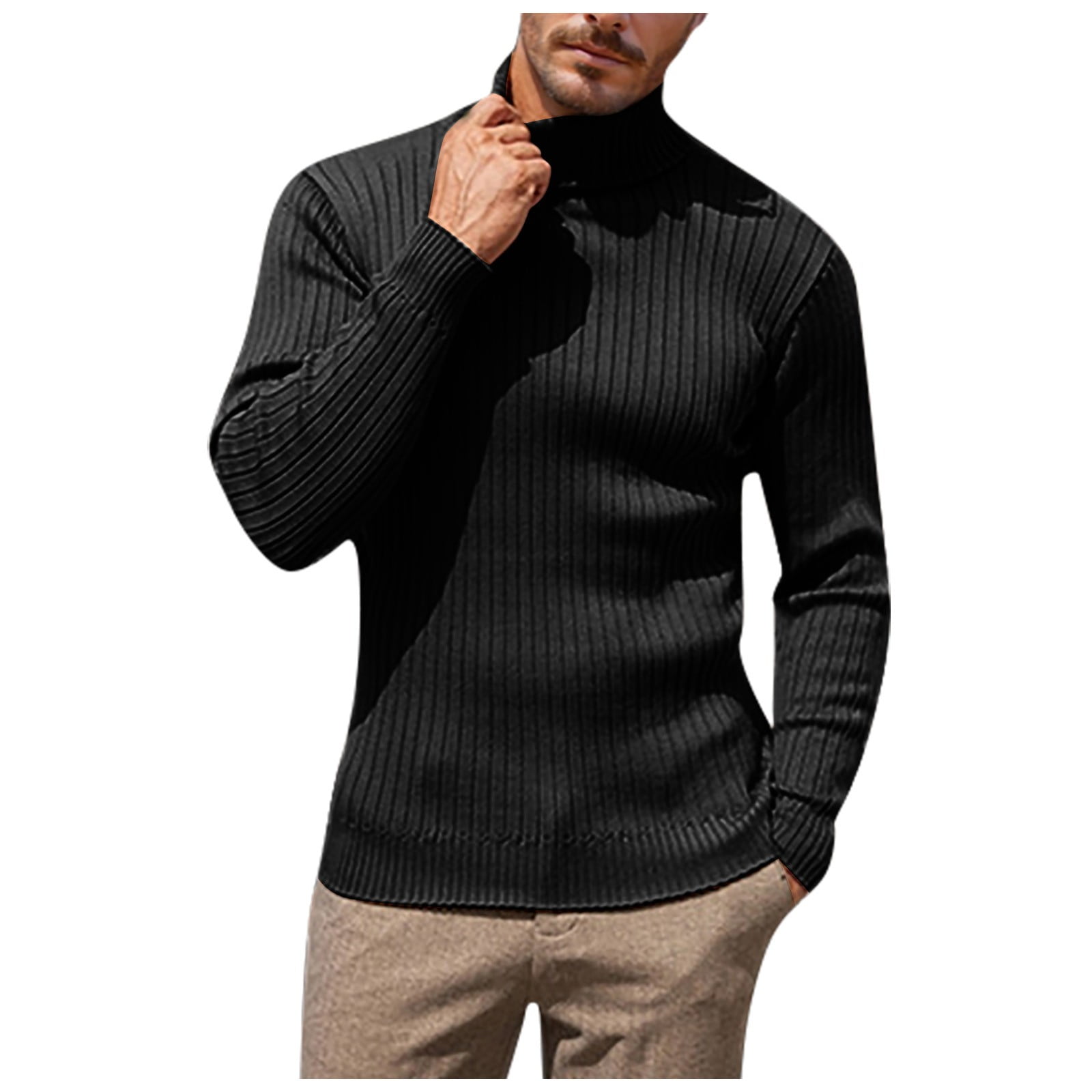VNKIDY Men's Sweater Coat Autumn Winter Slim Fit Solid Color Ribbed ...
