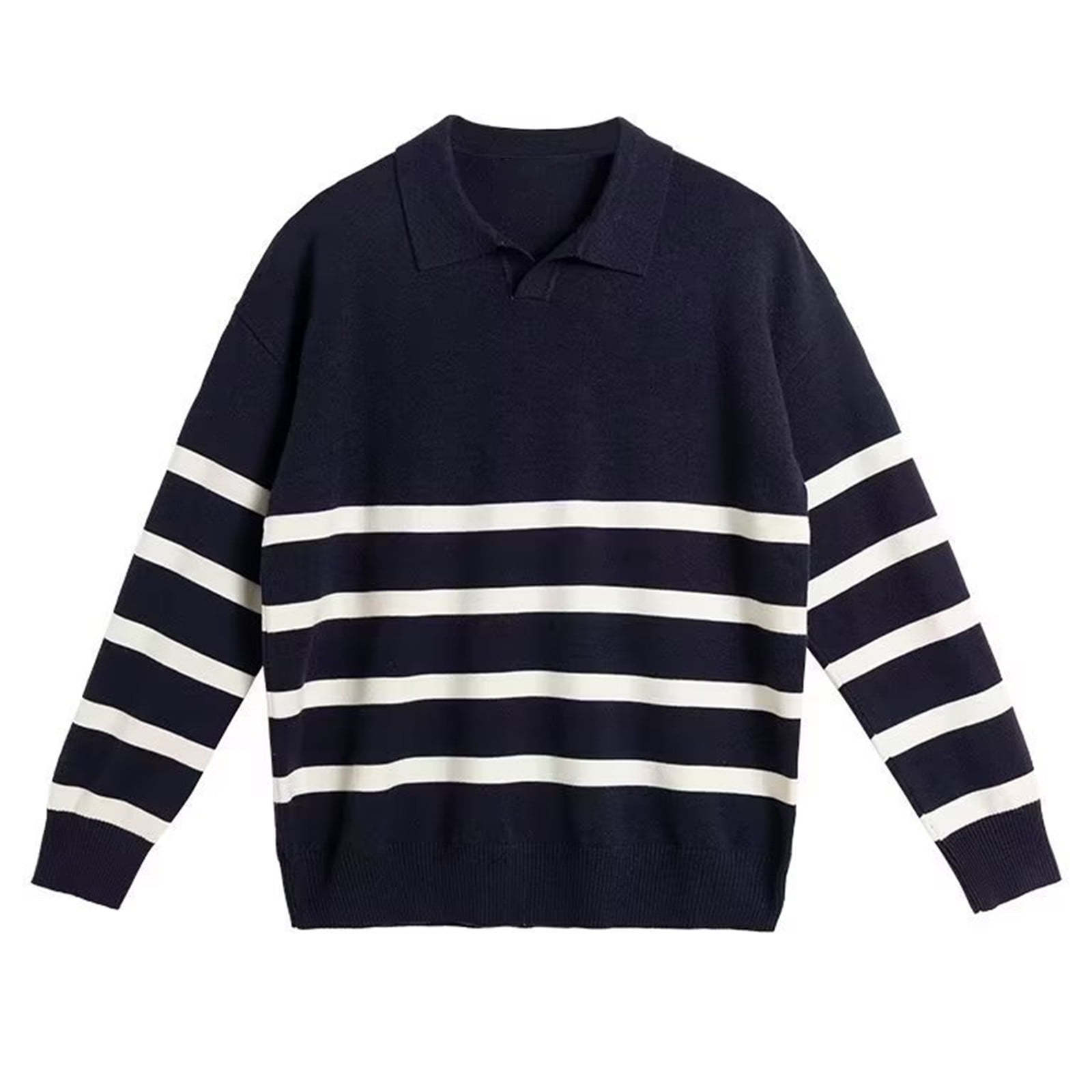 VNKIDY Men's Sweater Coat Fall Winter Oversized Color Block Striped ...