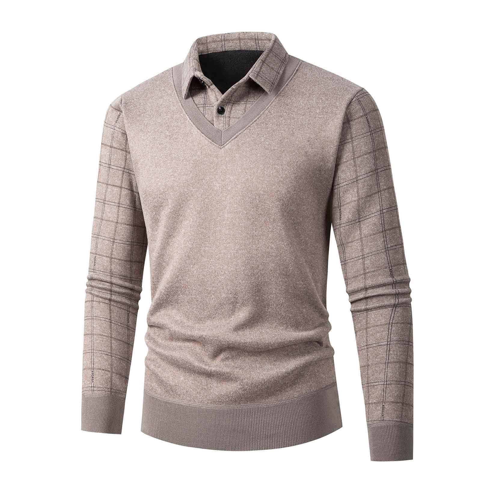 VNKIDY Men's Sweater Coat Fall Winter Slim Fit Solid Color Layered Knit ...