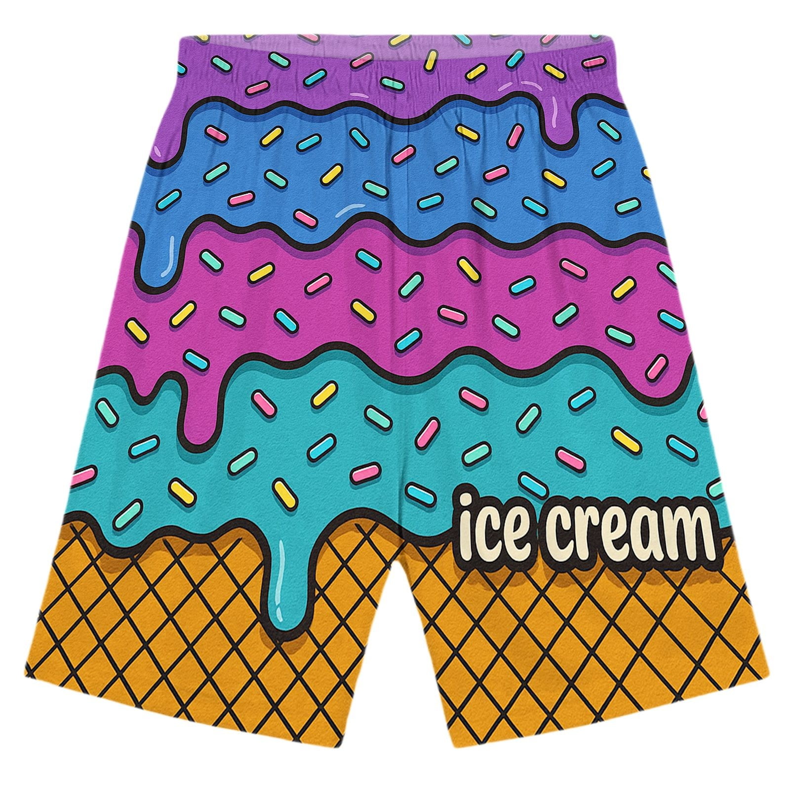 VNKIDY Versatile Kids Shorts Girls Elastic Waist Ice Cream Shorts For ...