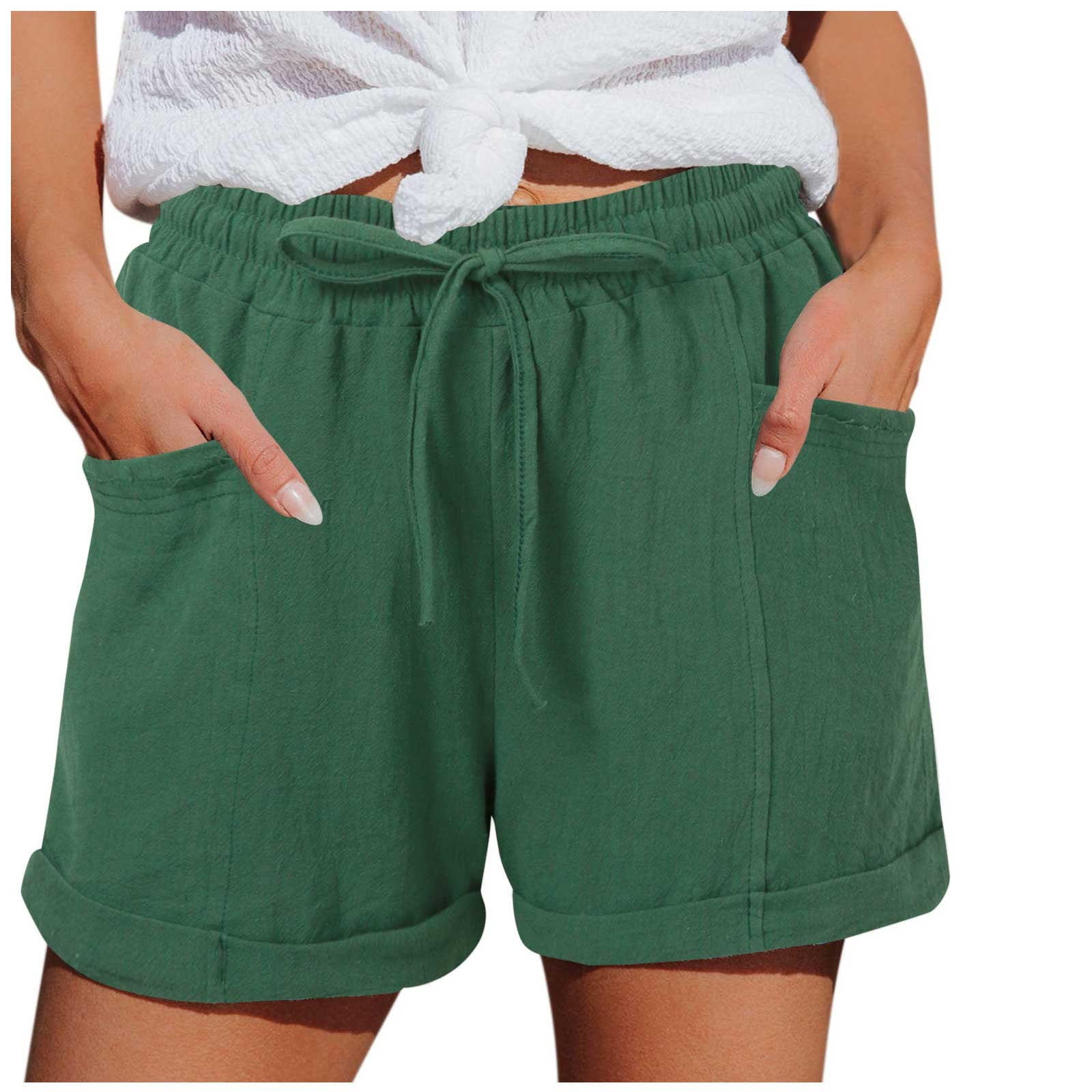 VNKIDY Versatile Women Shorts Straight Leg Casual Pants Trousers High ...