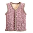 VNKIDY Women's Quilted Vest Winter Warm Floral Pattern Plush Lined Coat ...
