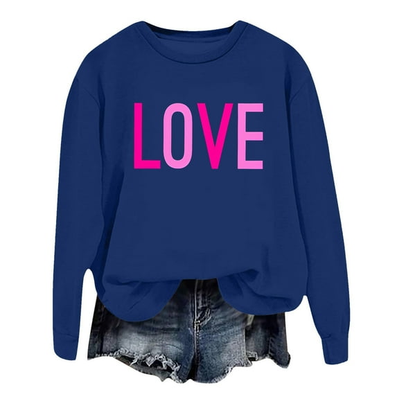 VNKIDY Women's Valentine's Day Sweatshirt With Letter Pattern Prints ...