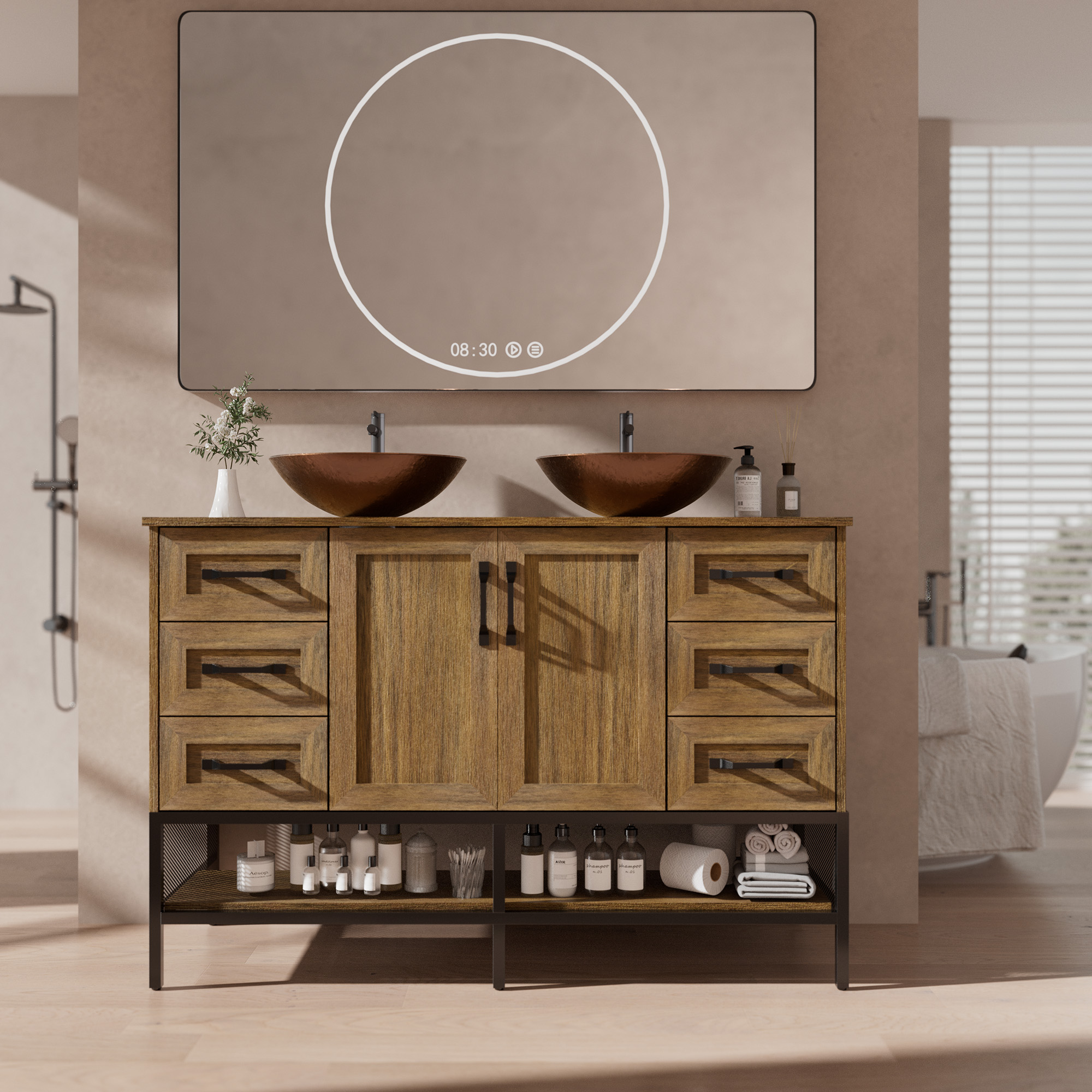 VNN 48 Inch Bathroom Vanity with Sink - Double Sink Bathroom Vanity ...
