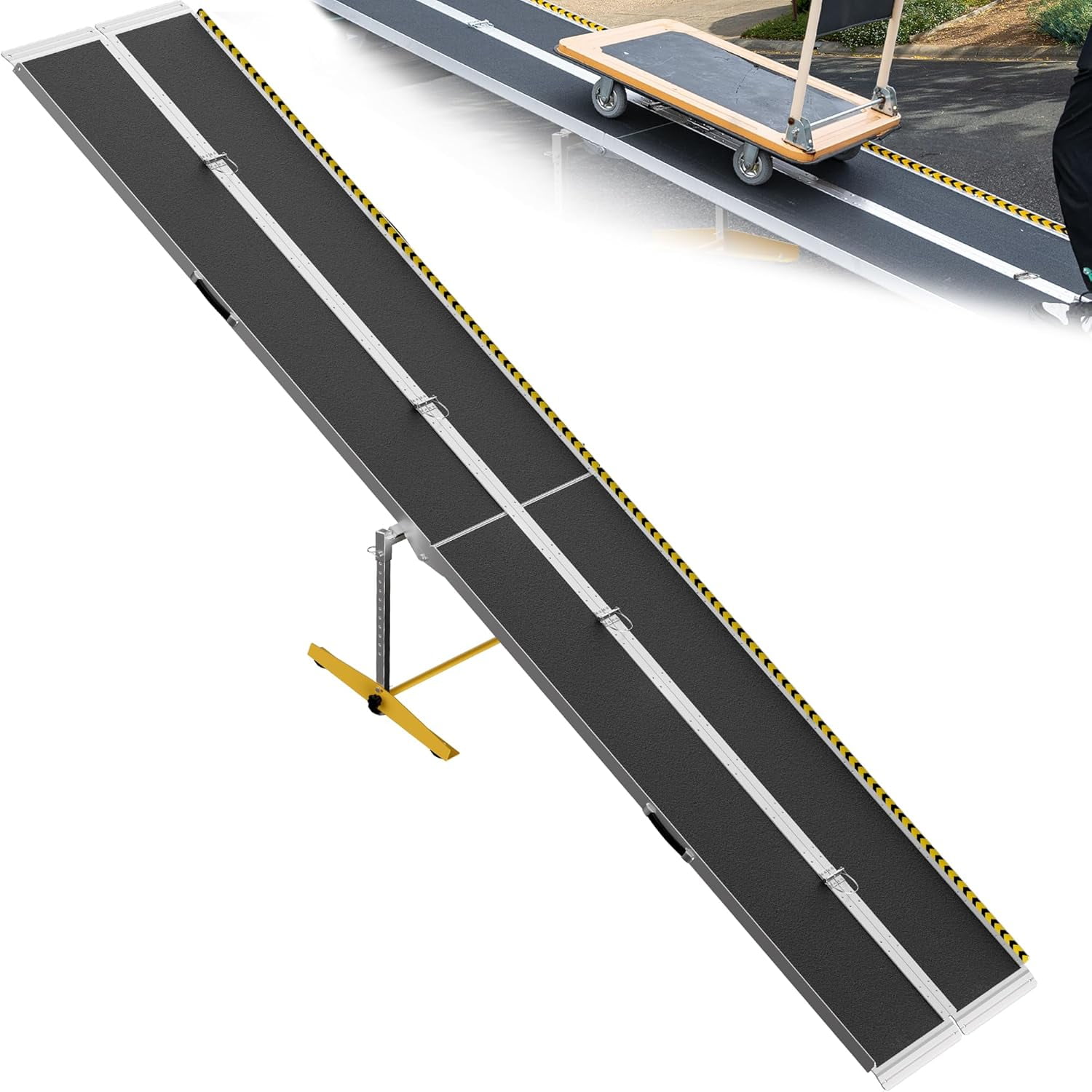 VNN Portable Wheelchair Ramp 12FT, Seamless Non-Slip Aluminum Material ...