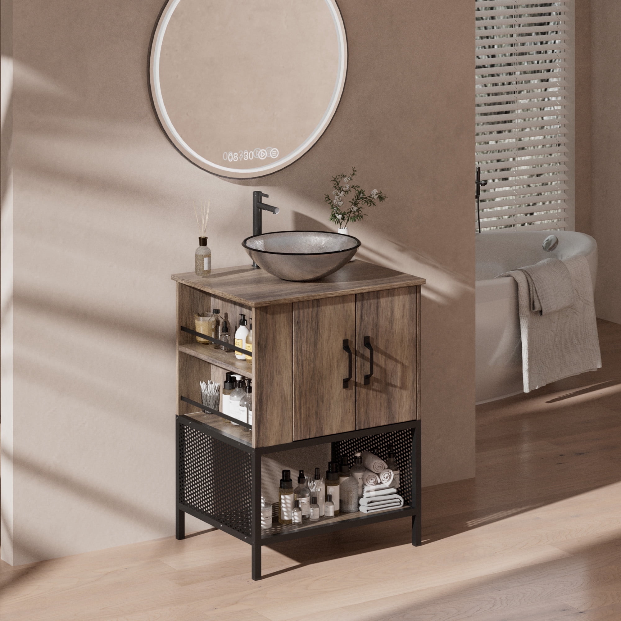 VNN Small Bathroom Vanity with Sink - 24 Inch Vanity with Sink ...