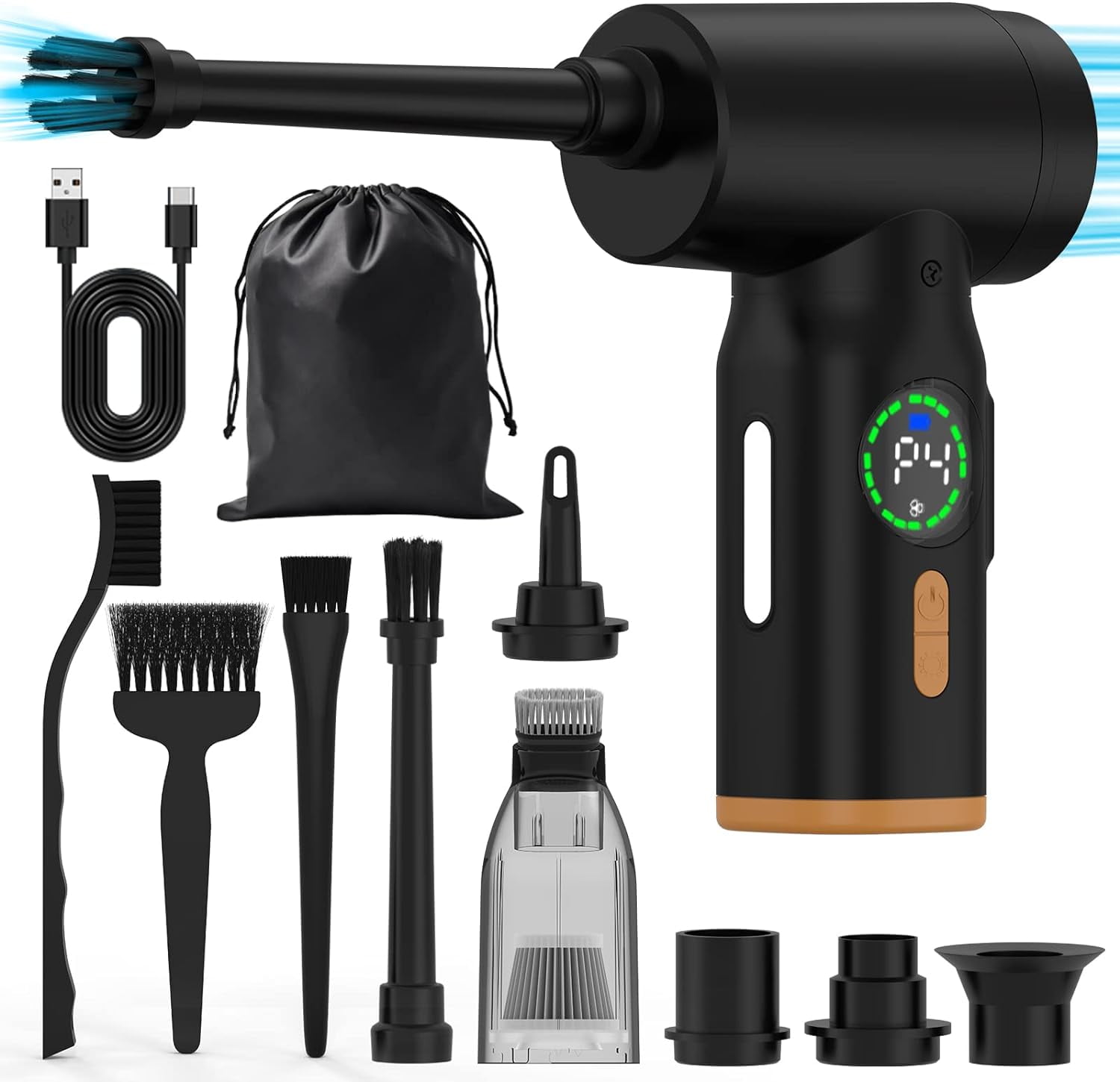 VNPONV Compressed Air Duster, 120000RPM Electric Air Duster & Vacuum ...