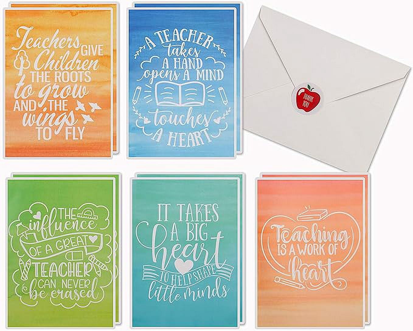 VNS Creations 10 Teacher Thank You Cards with Matching Envelopes ...