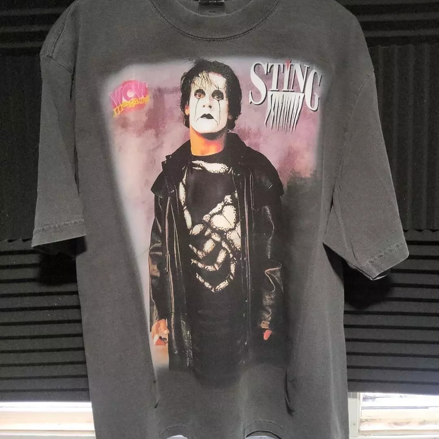 VNTG REPRINT WCW MAGAZINE COVER STING ON SHAKA HEAVY GARMET DYED T ...