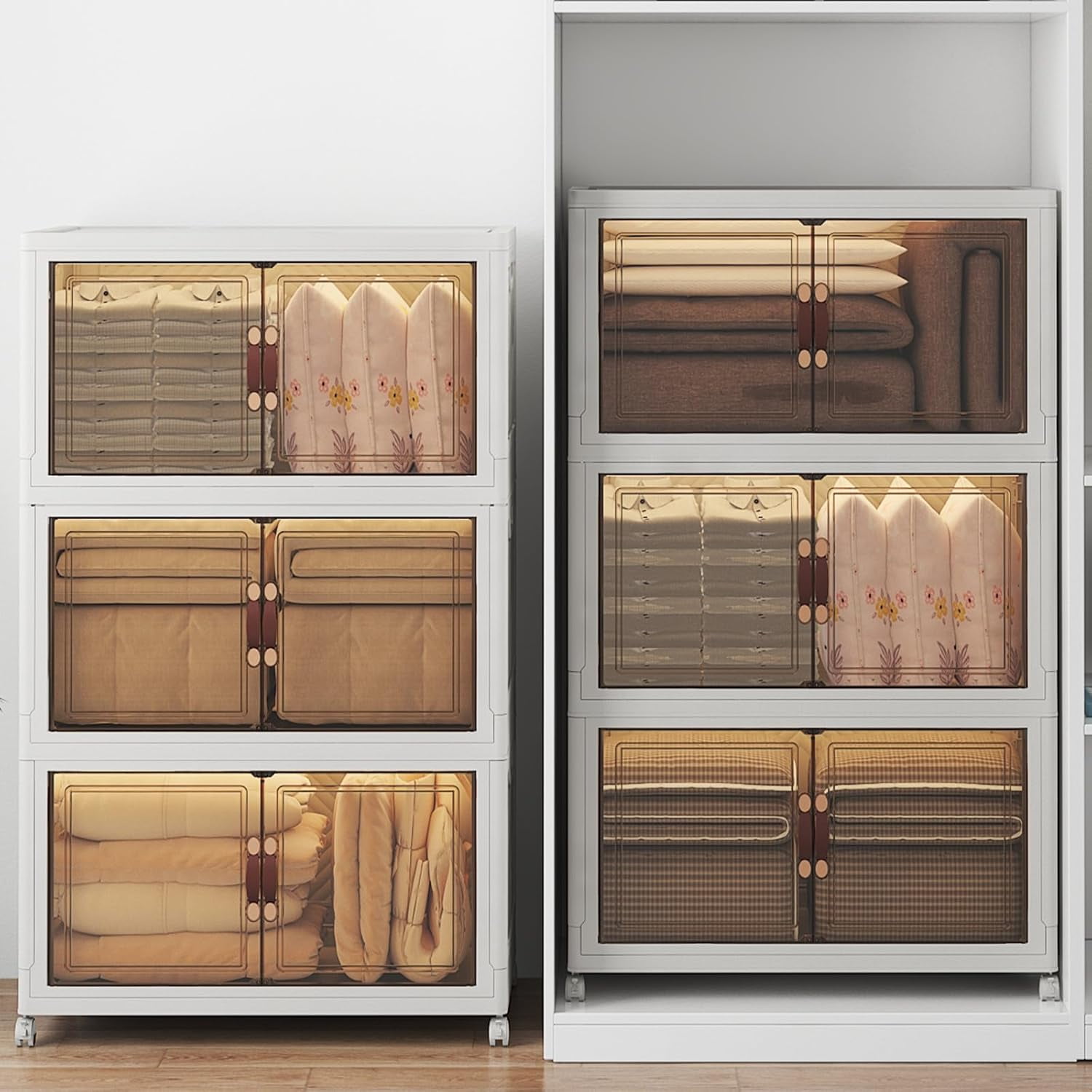 VNVTO Extra Large Stackable Storage Bins with Lids and Wheels, Foldable ...