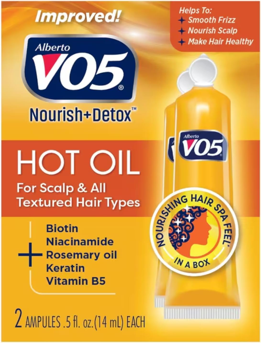 VO5 Hot Oil Hair Treatment, Hydration & Repair, 2 Tubes, 0.5 fl oz ...