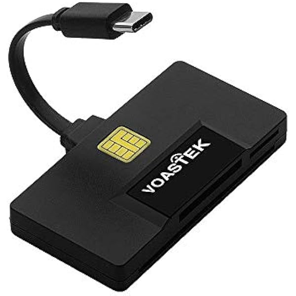 VOASTEK Smart Card Reader USB C, CAC Card Reader with 3 Slots SD/Micro ...