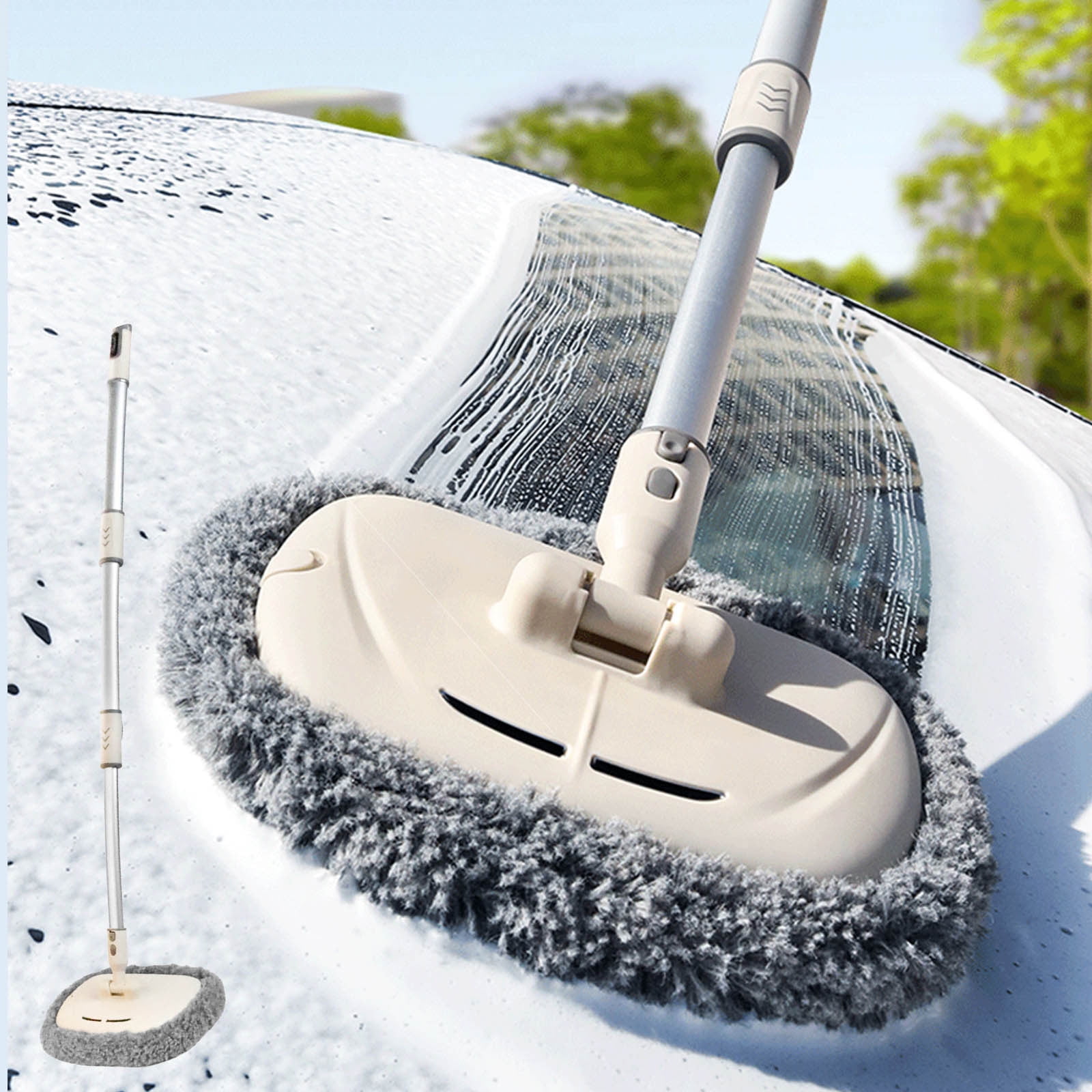 VOAVEKE Clean Mop,Car Wash Mop Curved Pole Car Wash Does Not Damage Car ...