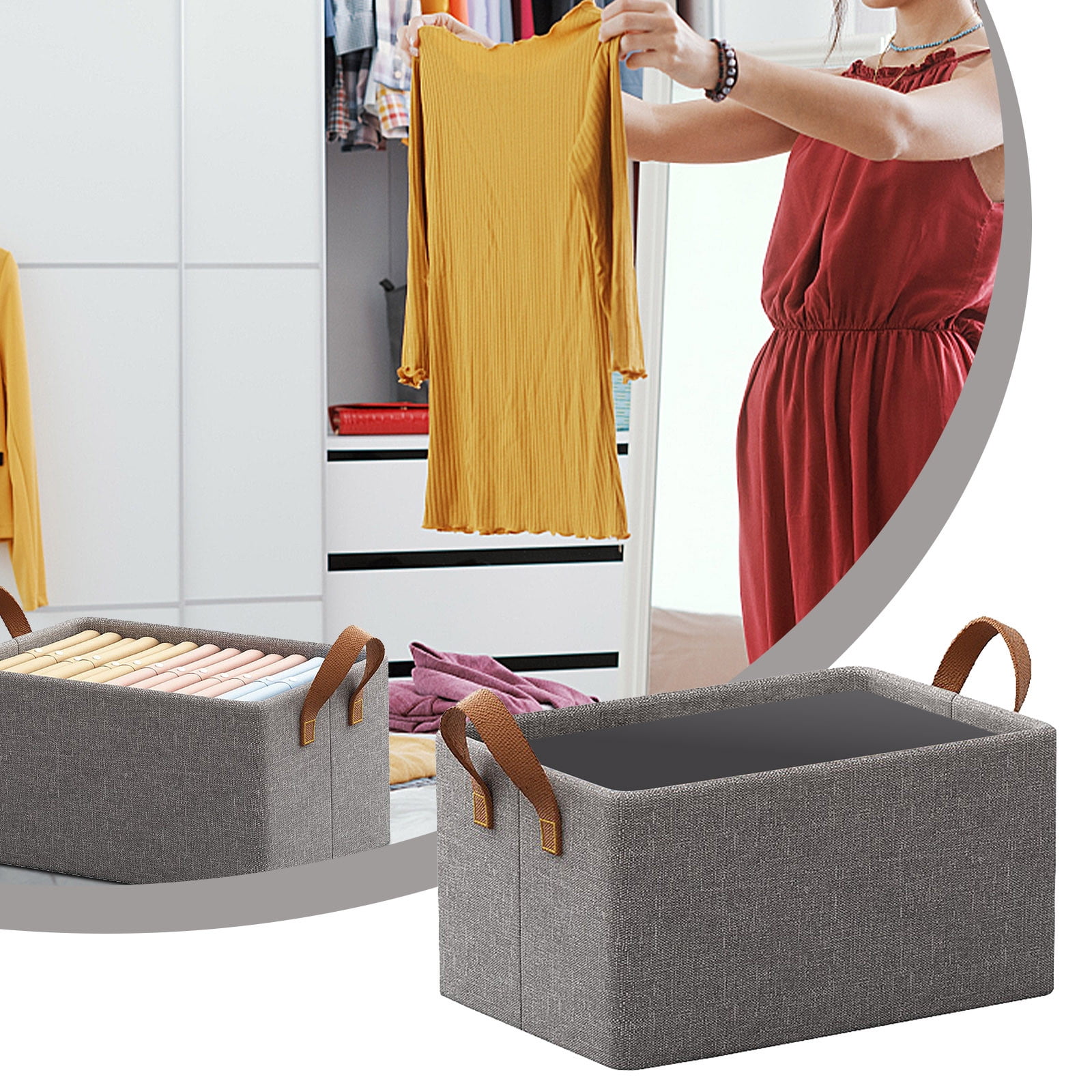 VOAVEKE Clothing Storage Box Closet Organizer Bin Foldable Storage ...