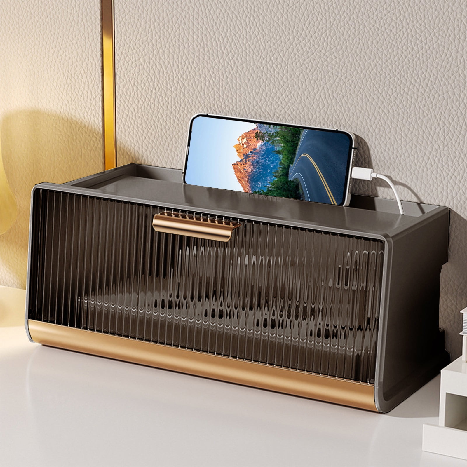 VOAVEKE Desk Organizer,Office Desk Accessories,Wifi Router Storage Box ...