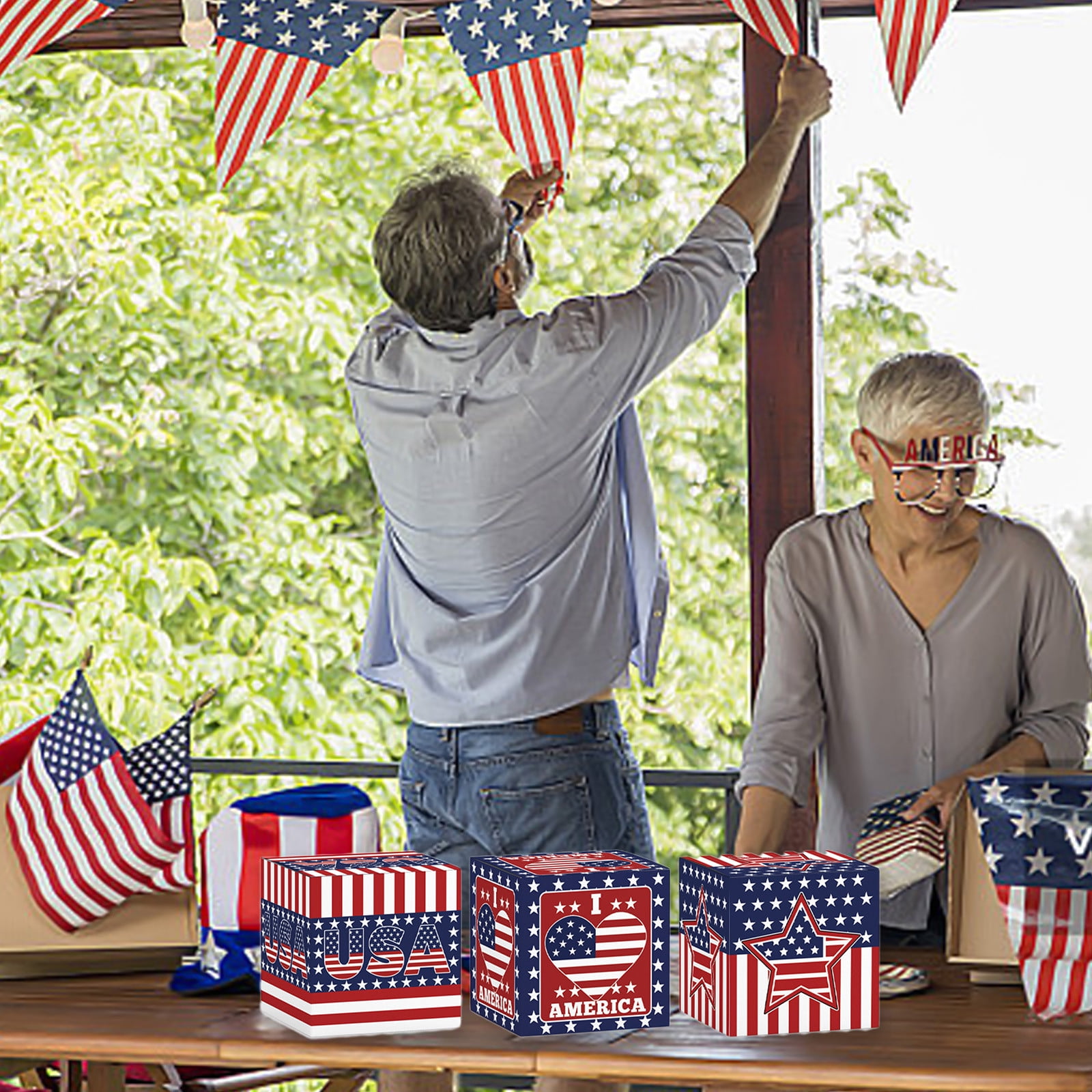 VOAVEKE Independence Day,12 Pc American Flag Party Candy Box Recyclable ...