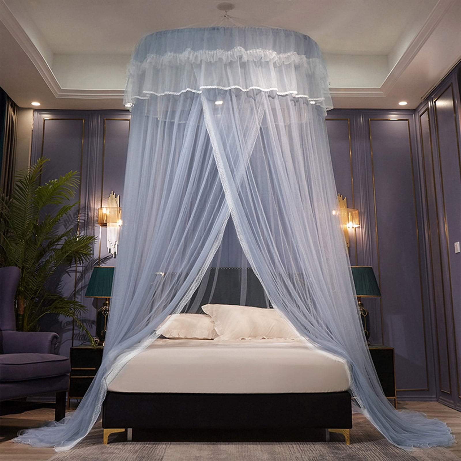 VOAVEKE Mosquito Net,Bed Canopy For Girls Canopy Bed Curtains Round ...