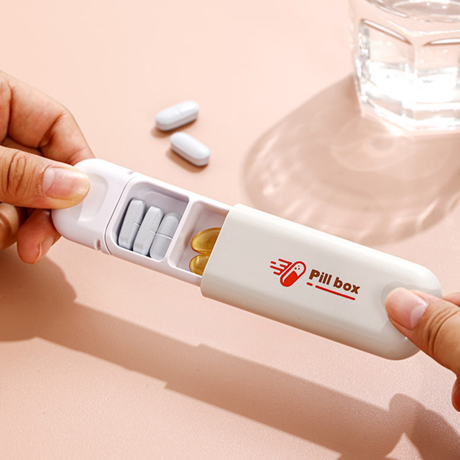 VOAVEKE Pills Organizer, Pills Cutter, Portable Small Drug Box For Home ...