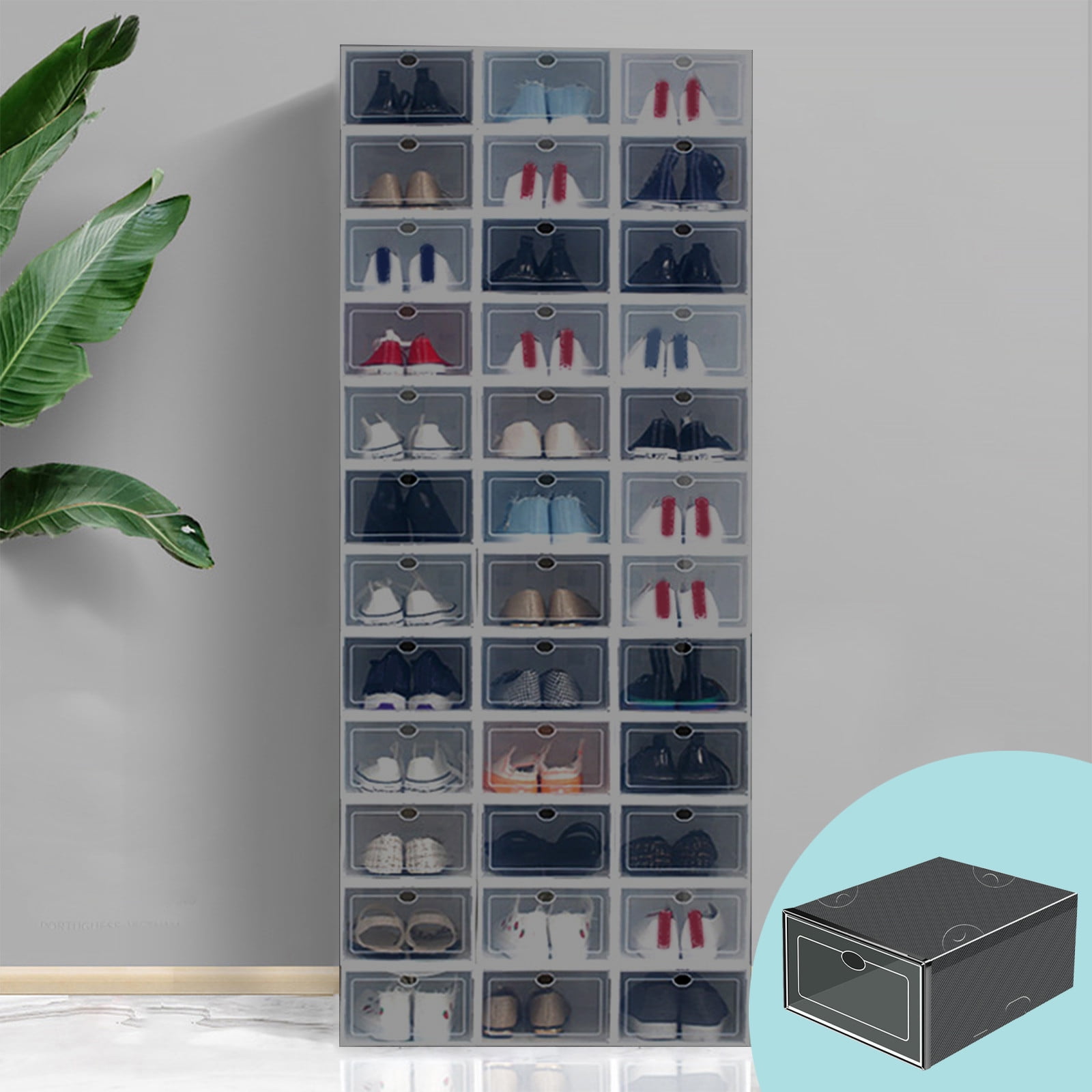 VOAVEKE Shoe Organizer, Shoe Rack, Transparent Shoe Box Plastic Shoe ...