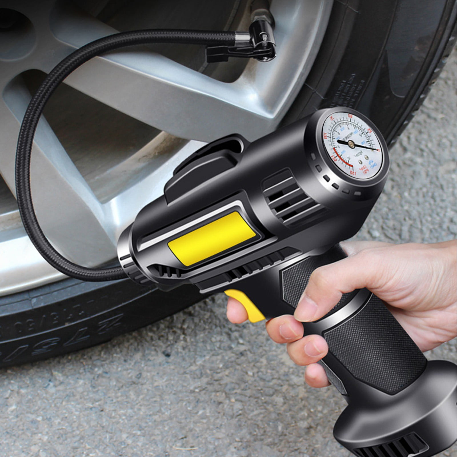 VOAVEKE Tire Inflator Portable Compressor Wired Pointer-Car Inflator ...