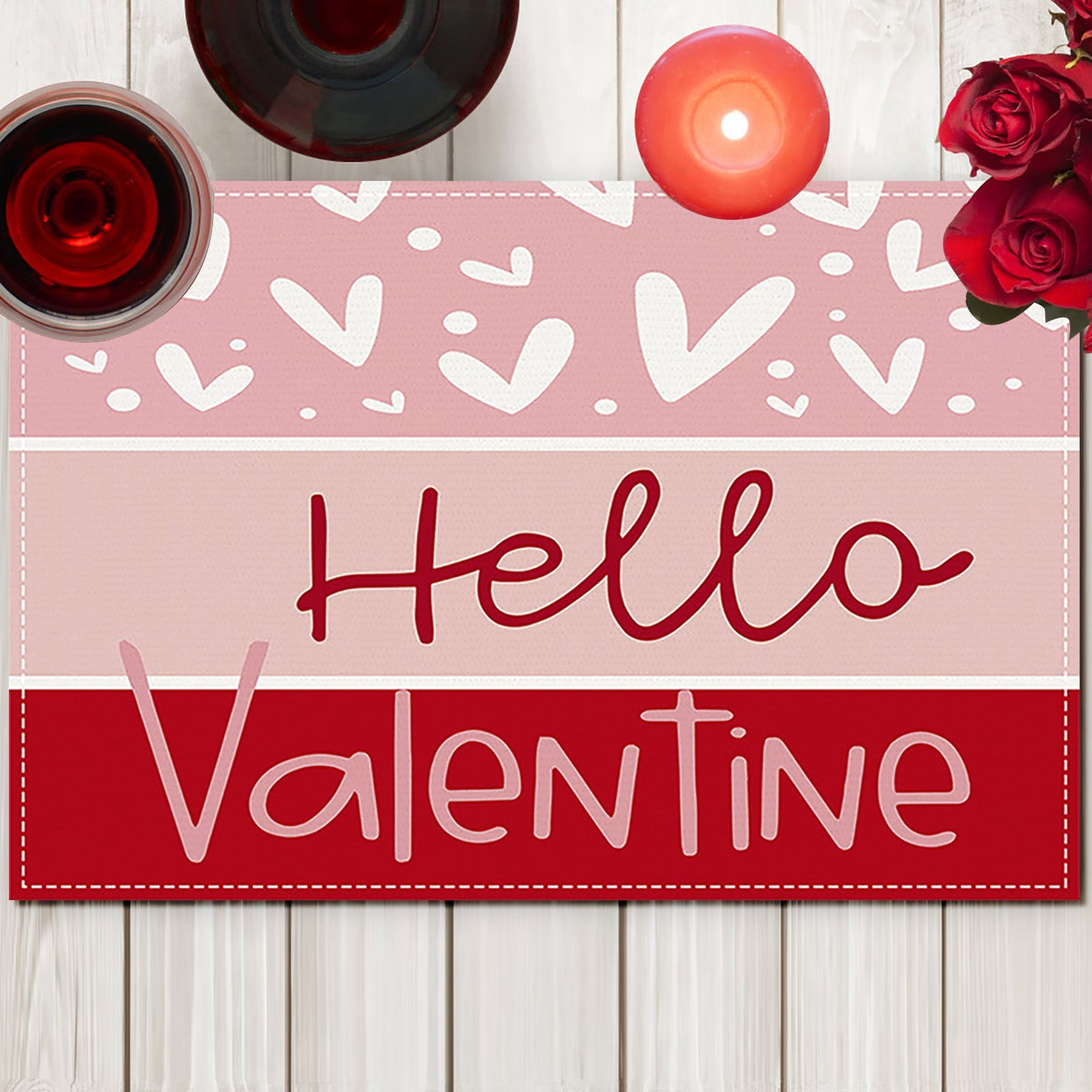 VOAVEKE Valentines Day Placemats, Valentines Day Decorations, Valentine ...