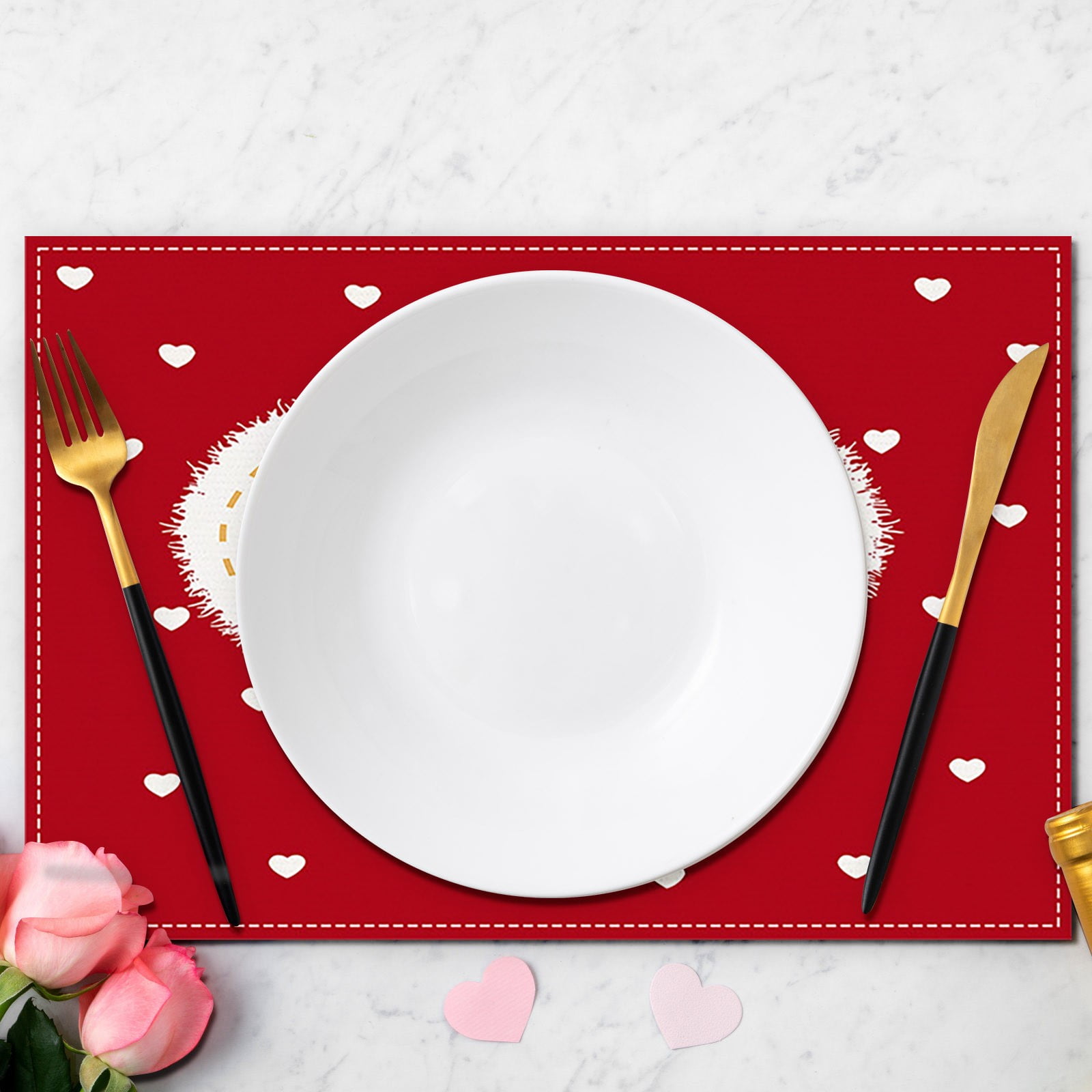 VOAVEKE Valentines Day Placemats, Valentines Day Decorations, Valentine ...