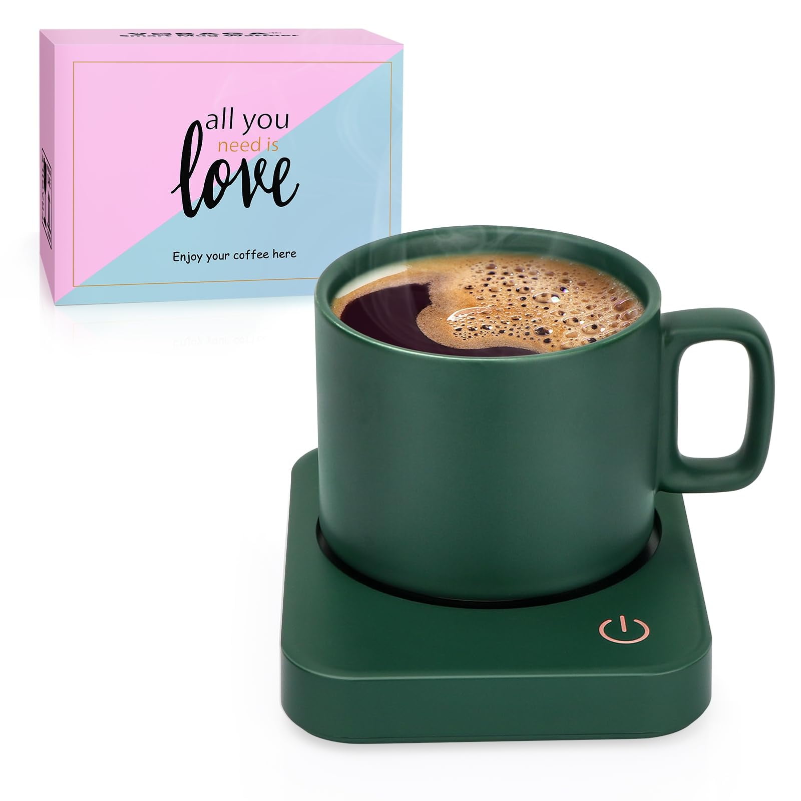 VOBAGA Mug Warmer Set, Coffee Warmer for Desk with 11oz Ceramic Mug ...