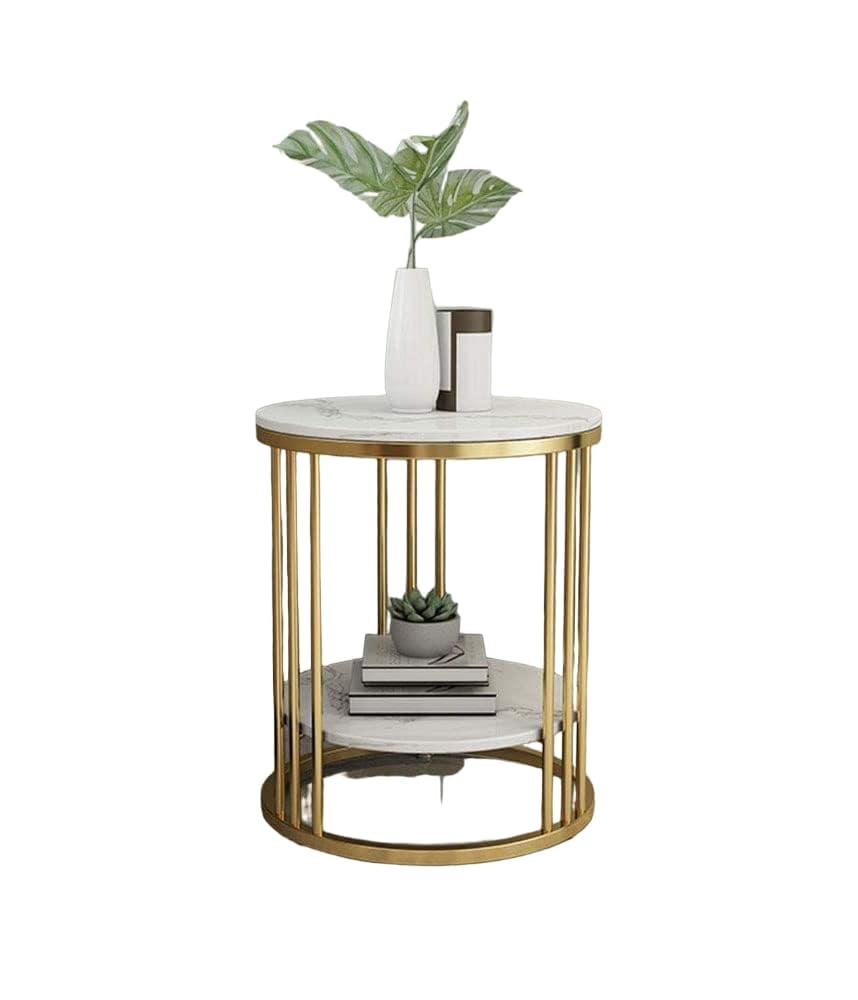 VOCATION TREE Round Side Table Modern Coffee Table with Faux Marble Top ...