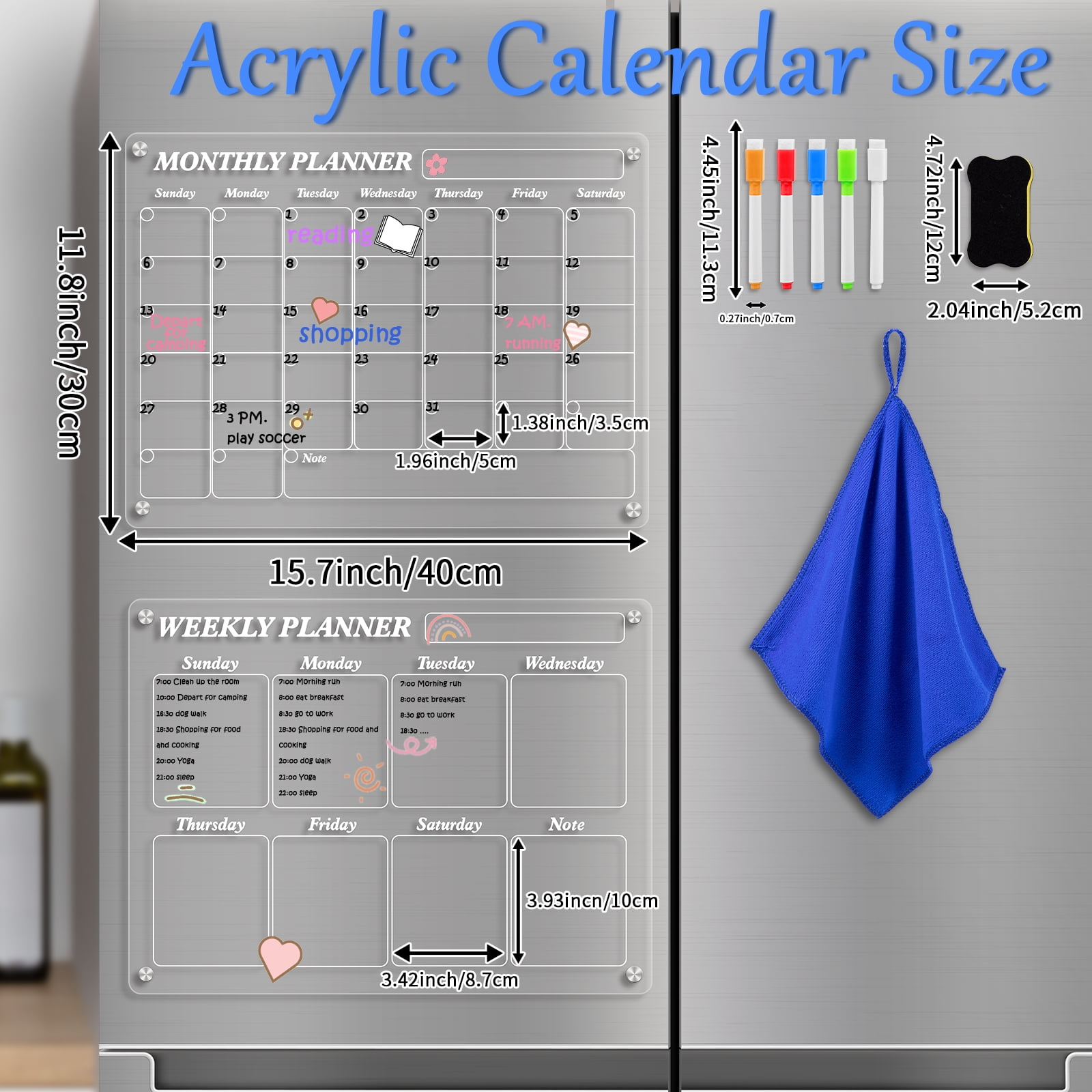 VOCHIC Acrylic Calendar for Fridge,15x11" Inch Fridge Calendar ...