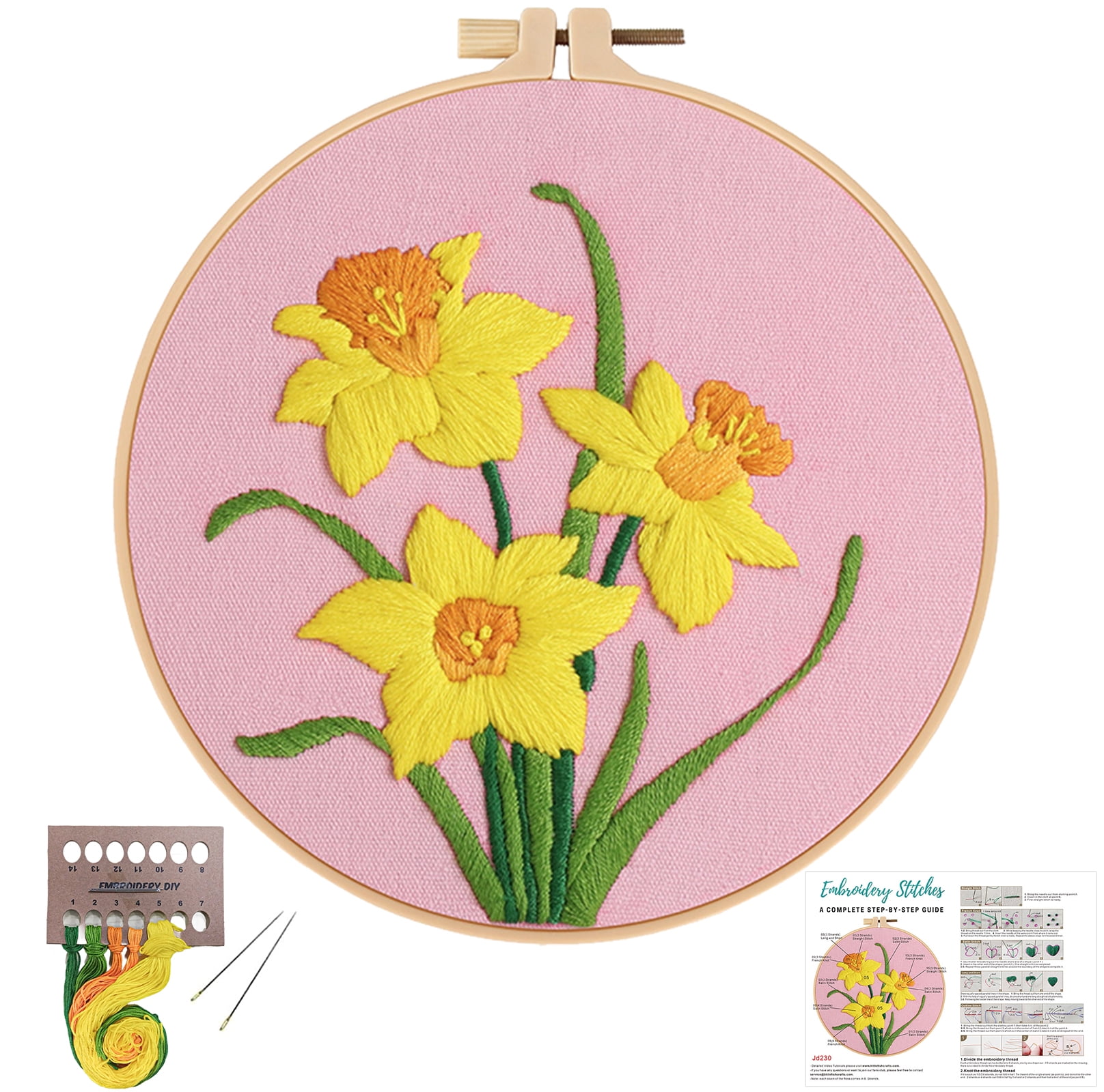 VOCHIC Daffodil Embroidery Kits for Beginners,Cross Stitch Kit for ...