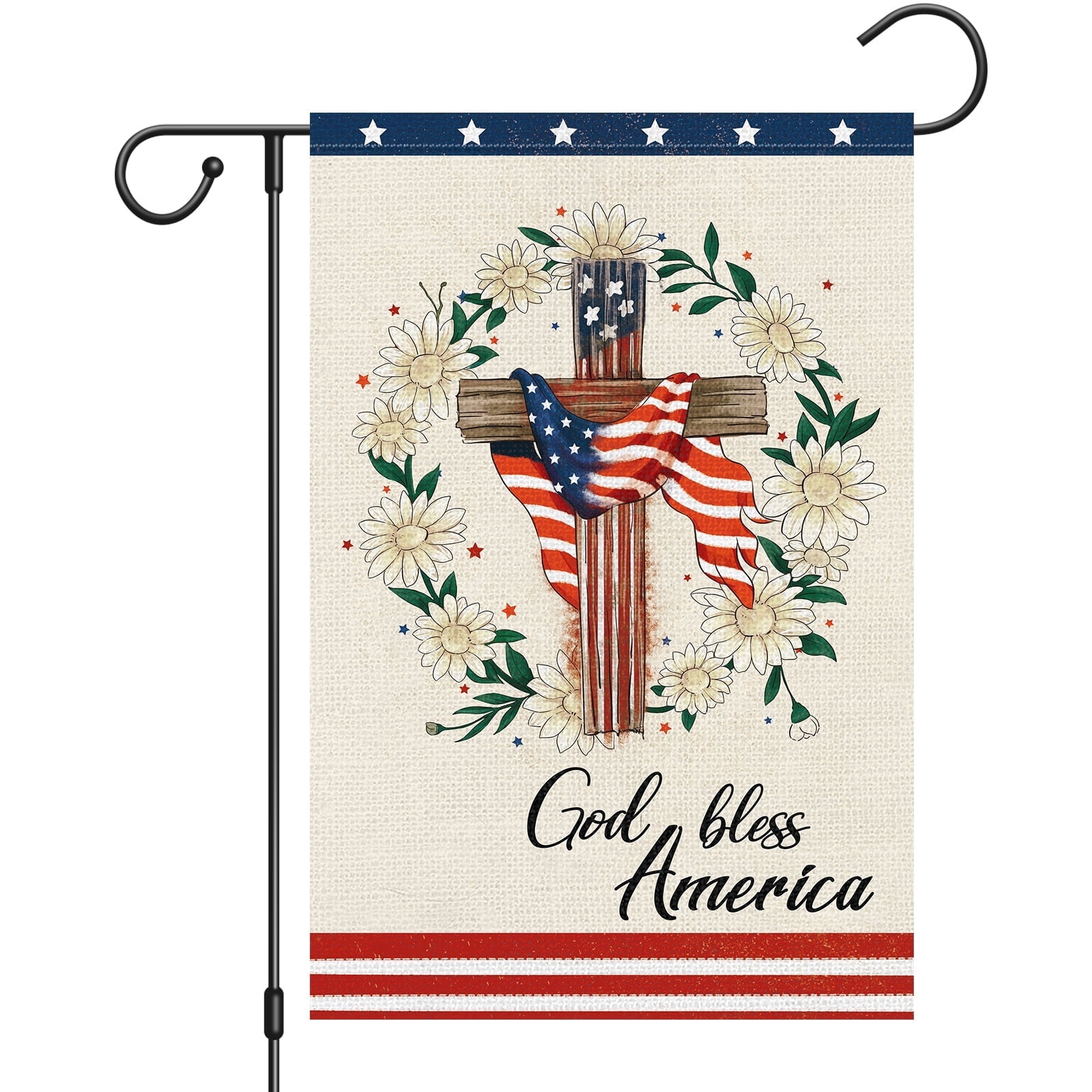 VOCHIC God Bless America 4th of July Garden Flag 12x18 Inch Double ...