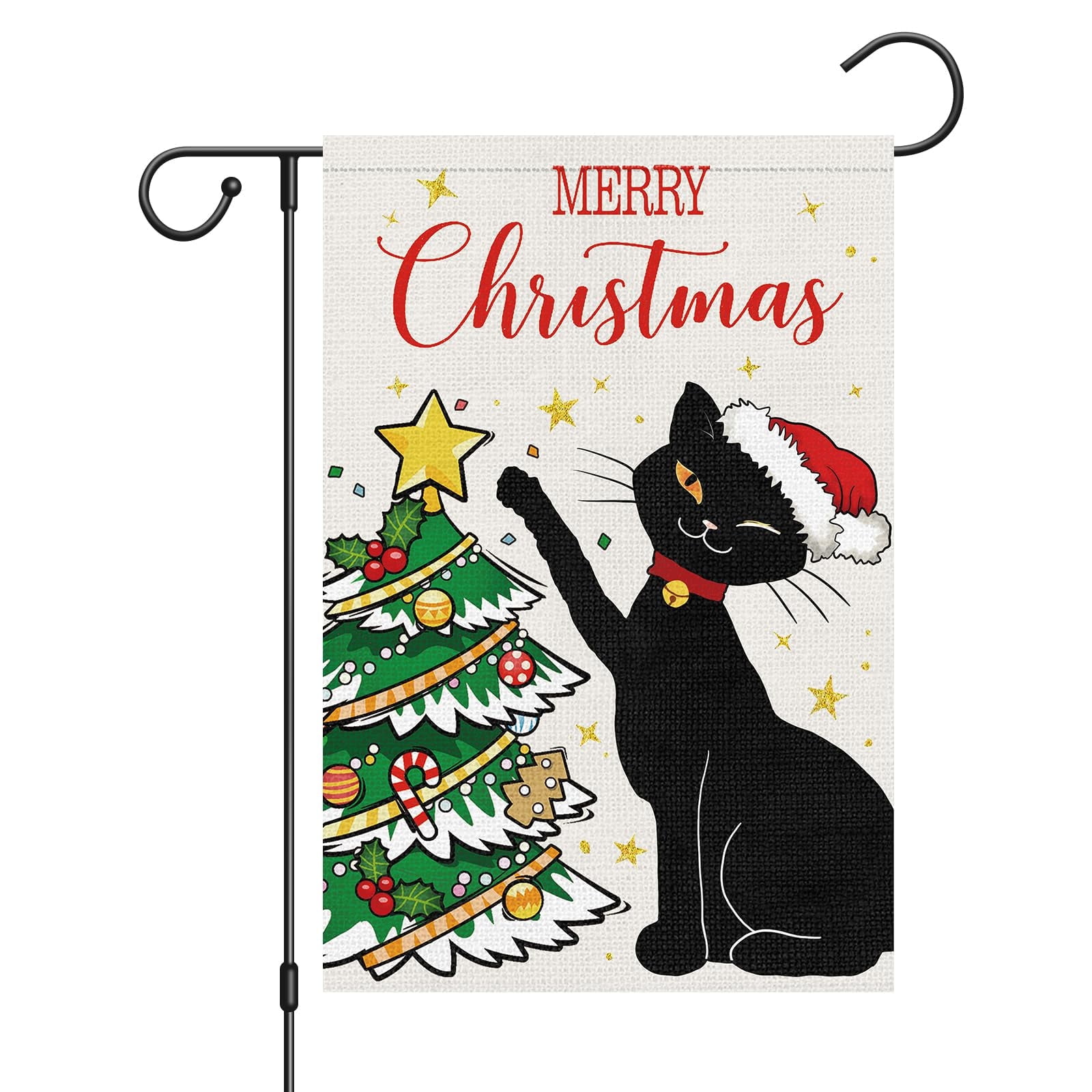 VOCHIC Merry Christmas Garden Flag 12x18 Double Sided, Burlap Welcome ...
