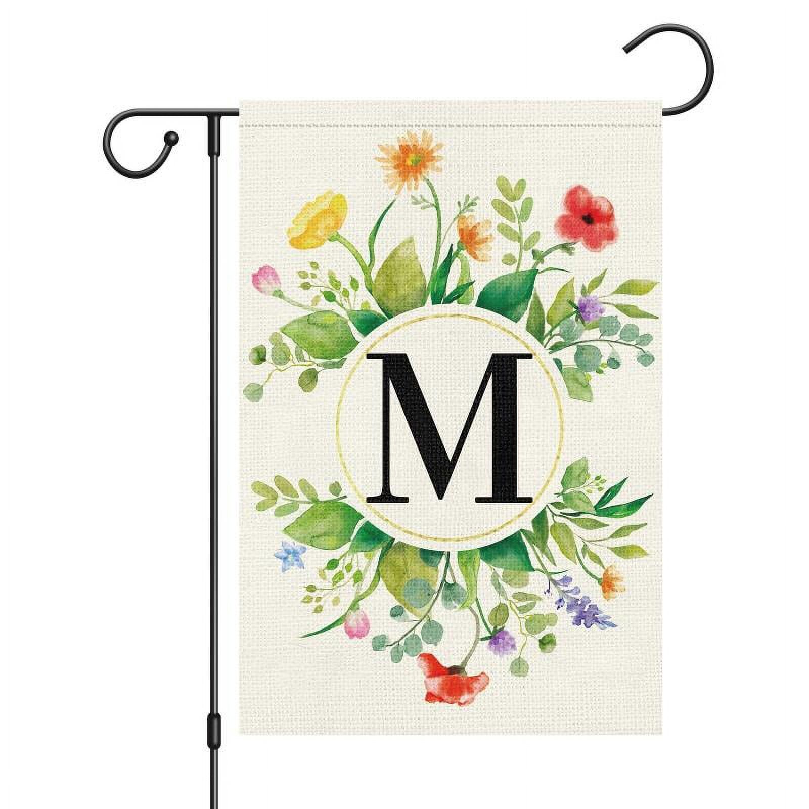 VOCHIC Monogram Letter M Garden Flag 12x18 Welcome Floral Flower ...