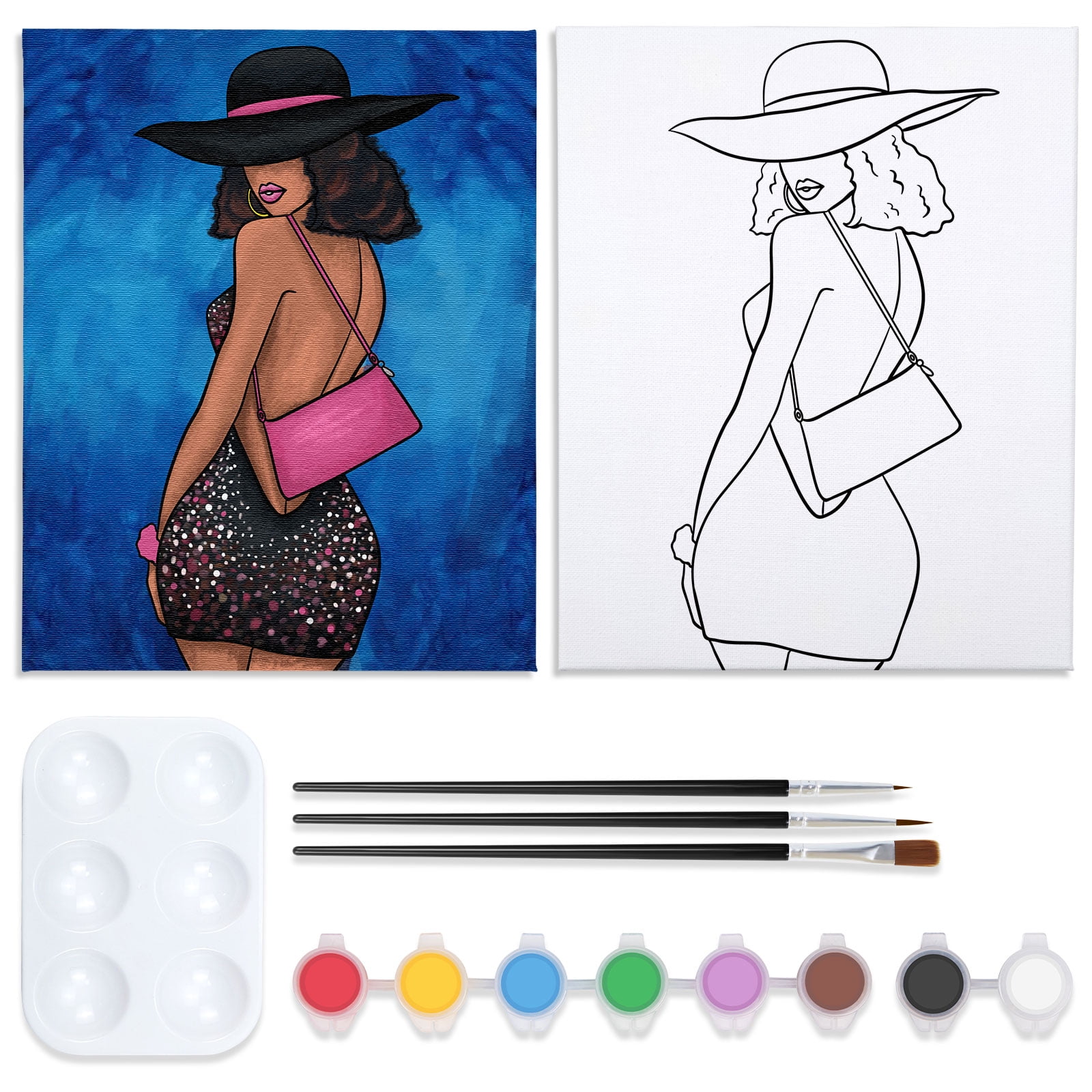 VOCHIC Paint and Sip kit Pre Drawn Canvas Painting Kit for Adults Kids Couples Painting Twist ...