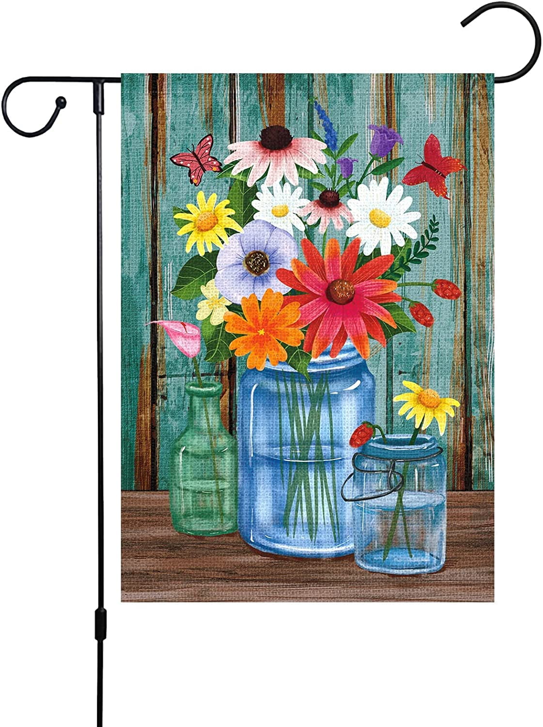 VOCHIC Spring Floral Garden Flag 12x18 Double Sided, Burlap Small ...
