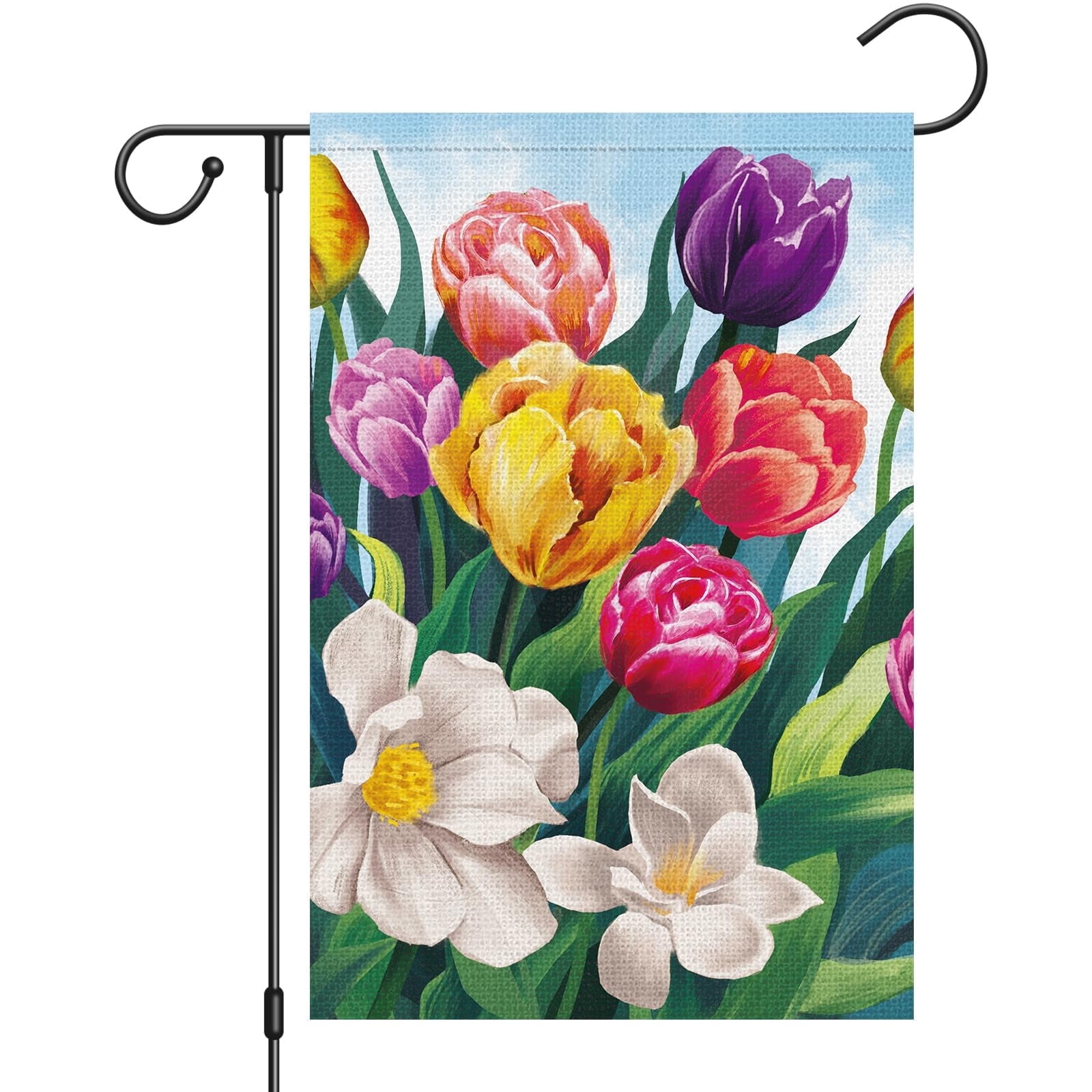 VOCHIC Spring Floral Garden Flag 12x18 Double Sided Vertical Burlap ...