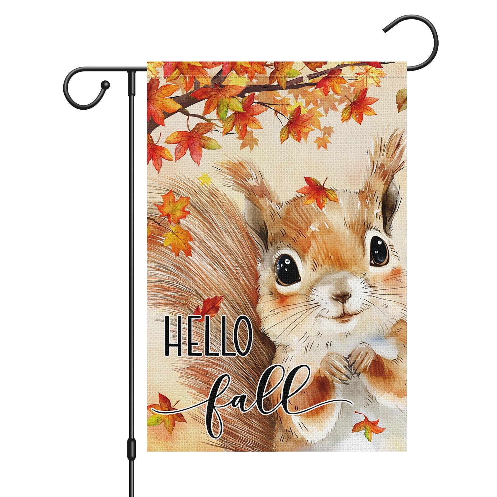 VOCHIC Welcome Fall Garden Flag with Maple Squirrel Double Sided 12x18 ...