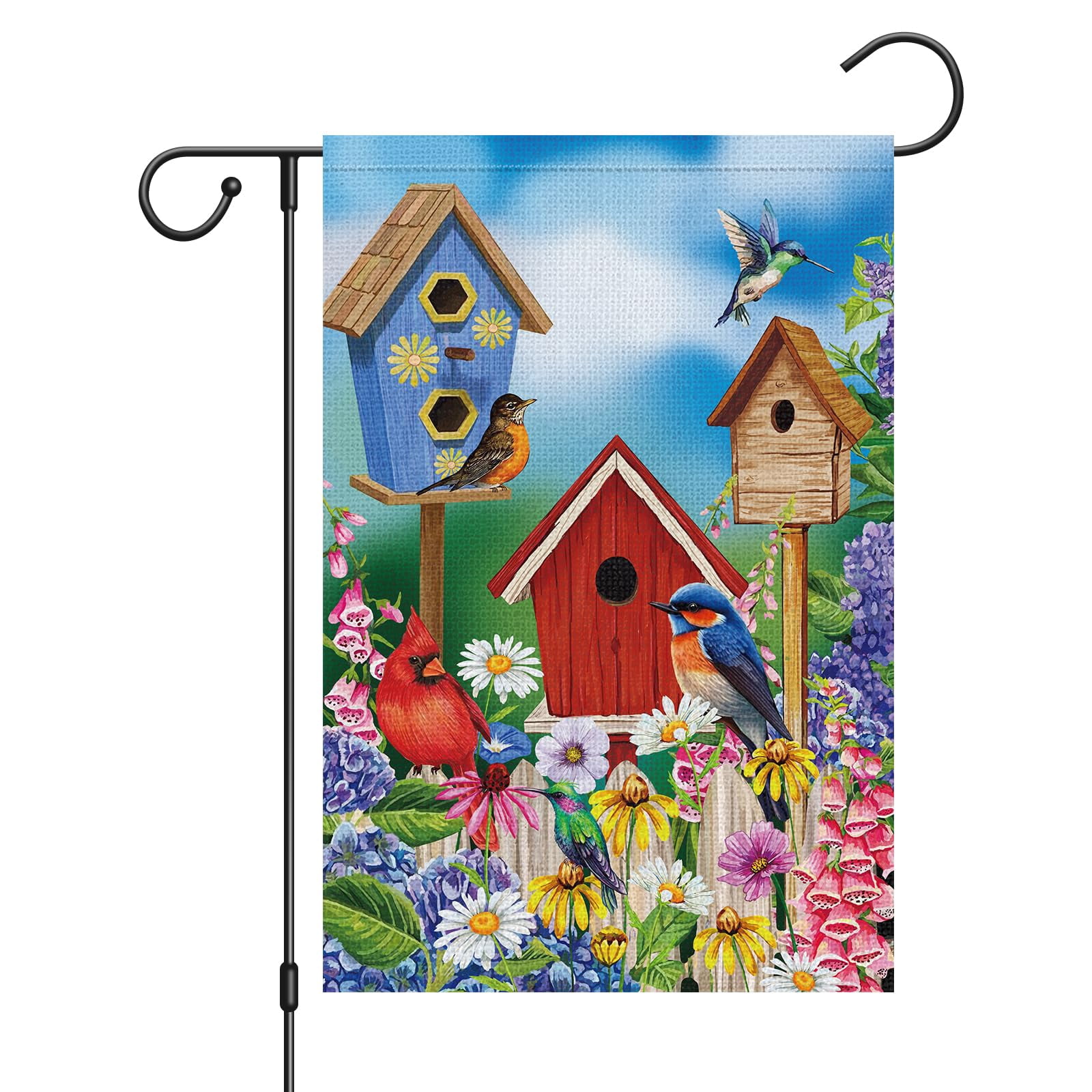 VOCHIC Welcome Spring Bird Floral Garden Flag 12x18 Double Sided ...