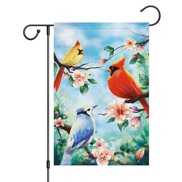 VOCHIC Sturdy Lawn Size Welcome Spring Cardinals Garden Flag, 12x18 ...