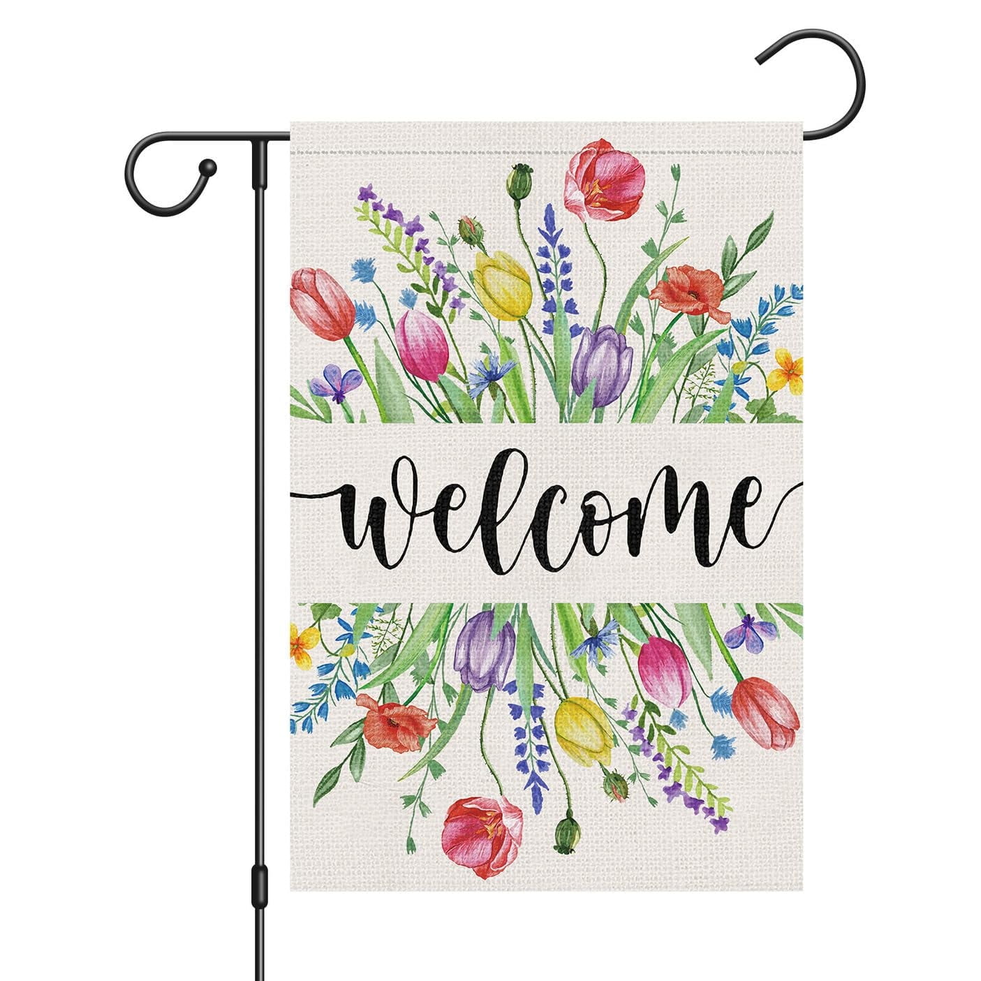 VOCHIC Welcome Spring Garden Flag 12x18 Double Sided Vertical, Burlap ...