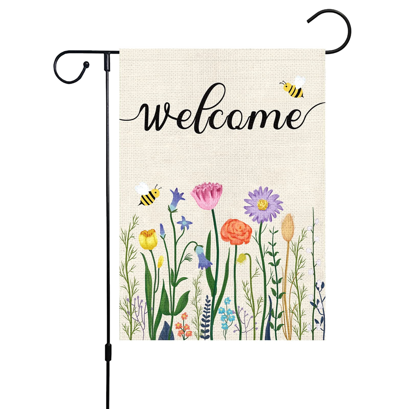VOCHIC Welcome Spring Summer Floral Garden Flag 12x18 Double Sided,Bee ...