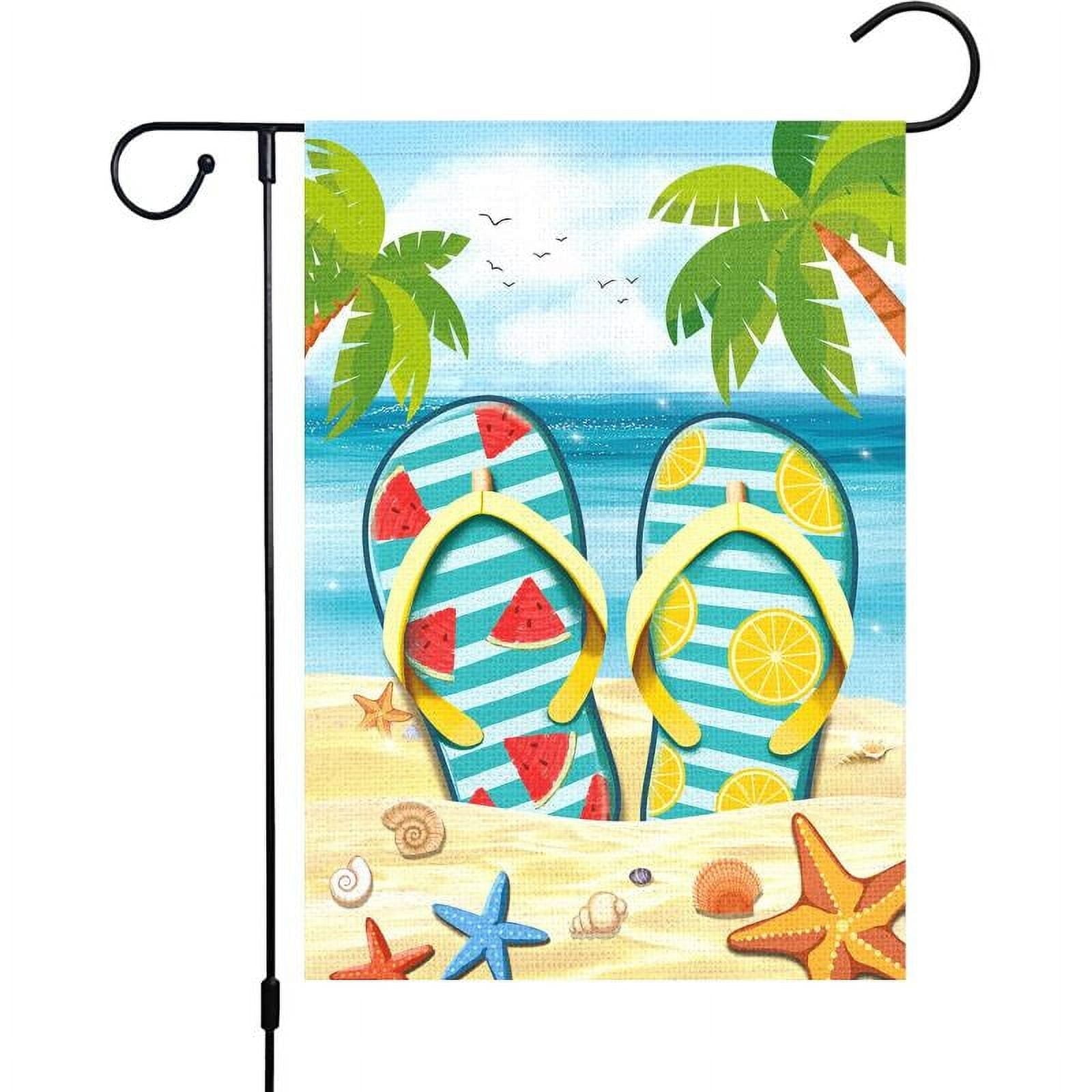 VOCHIC Welcome Summer Beach Garden Flags 12x18 Flip Flops Tropical Sea ...
