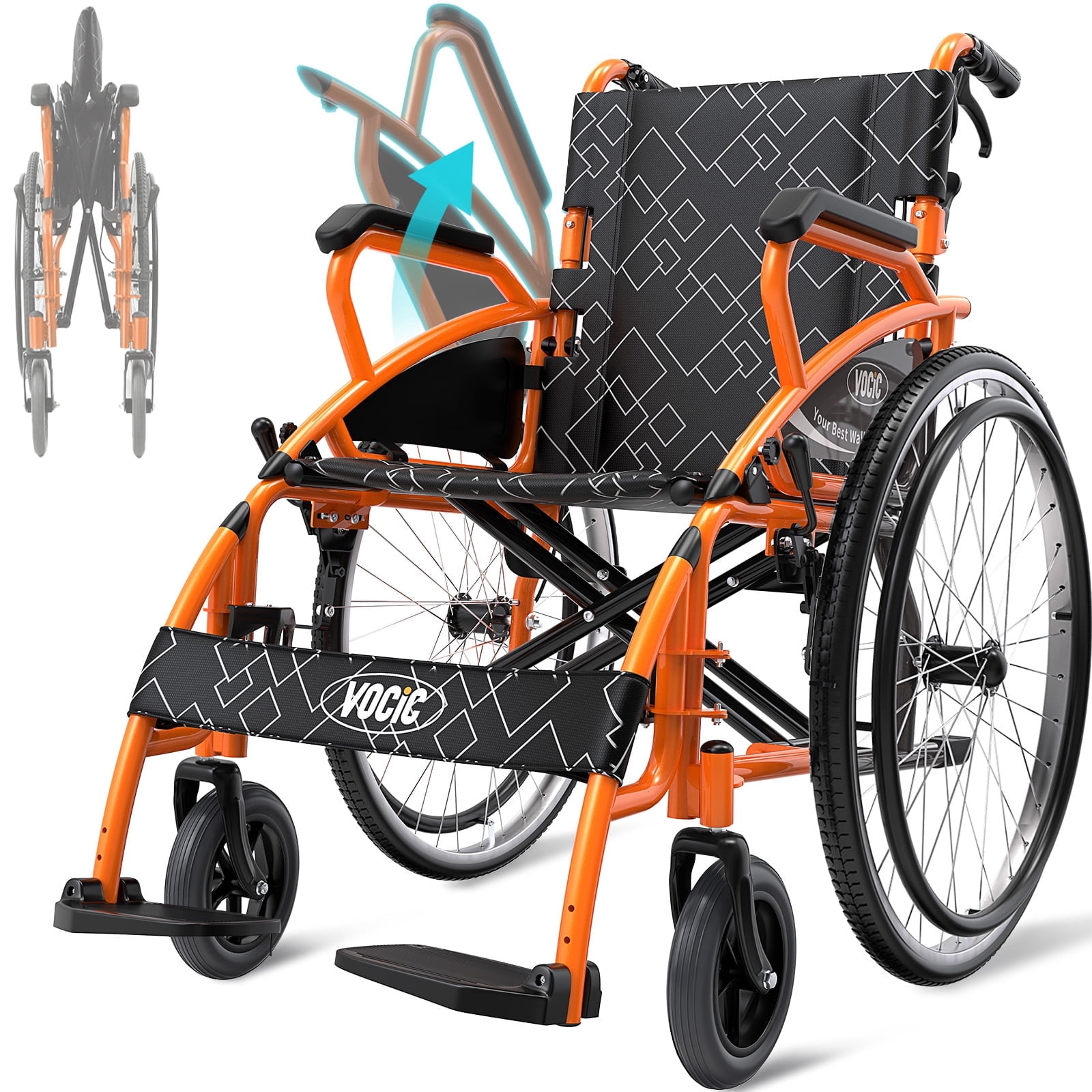 VOCIC Wheelchair for Adults Lightweight Portable Folding Wheelchair for ...