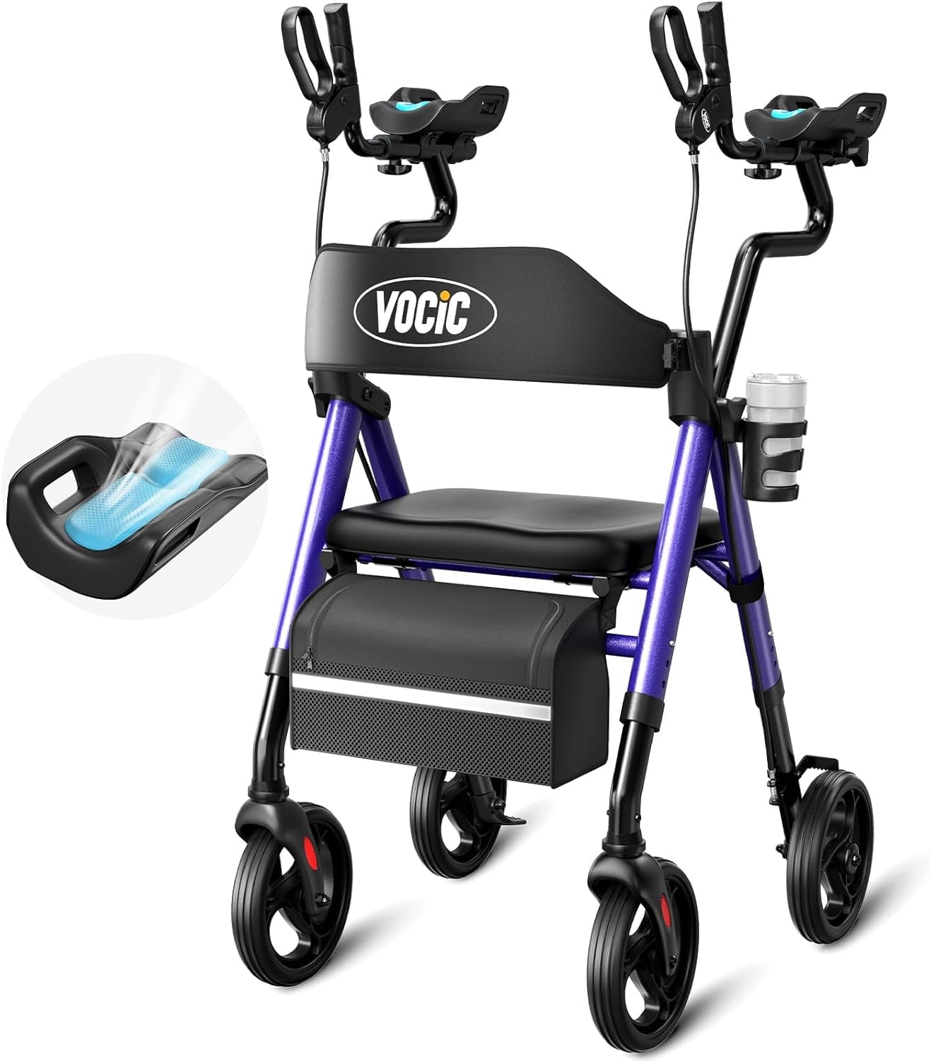 VOCIC Z22 Upright Rollator Walker with Adjustable Armrests & GelCool ...