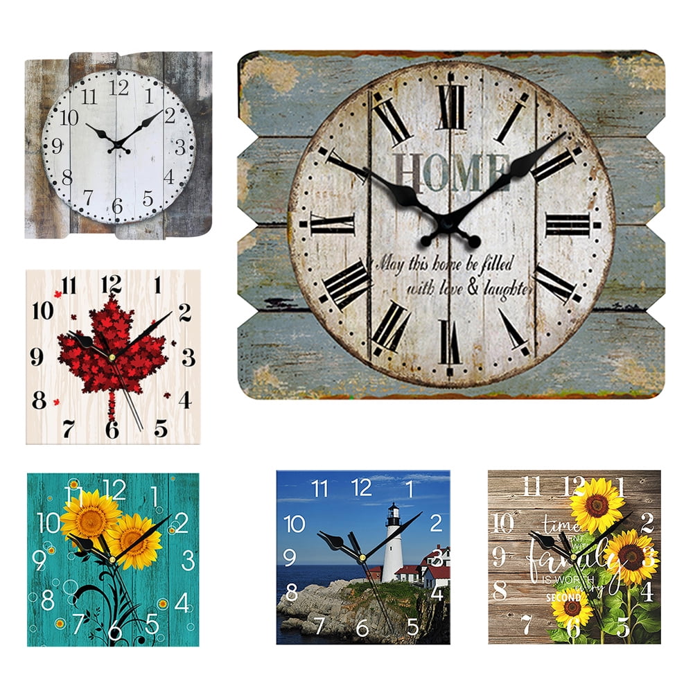 VOCOO 12 Inch Analog Wall Clock, Rectangle Farmhouse Silent Non Ticking ...