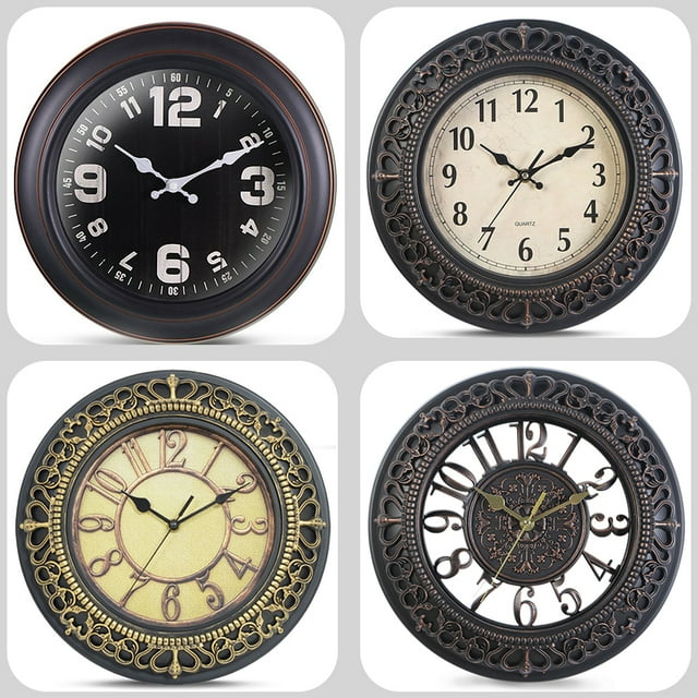 VOCOO 12'' Wall Clock Retro Silent Large Vintage Clocks Decorative for ...