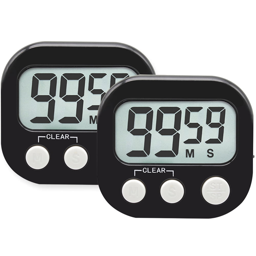VOCOO 2PCS Small Digital Kitchen Timer, Loud Magnetic Back, ON/Off ...